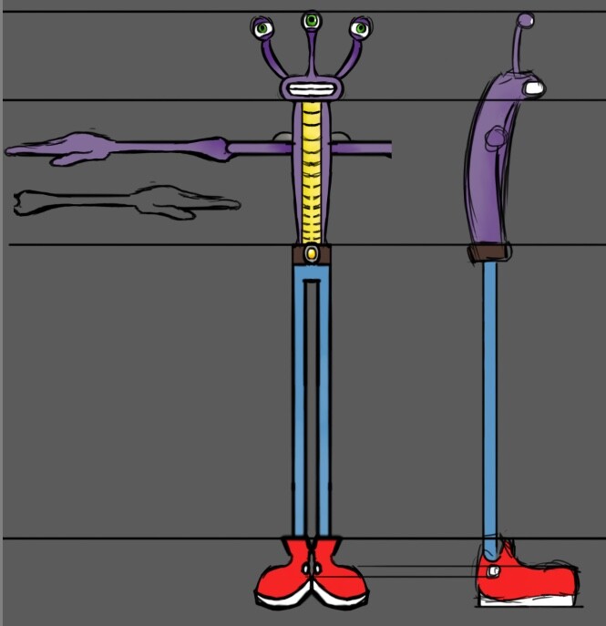 ArtStation - Alien Biped Character - Blueprint : Poly Model