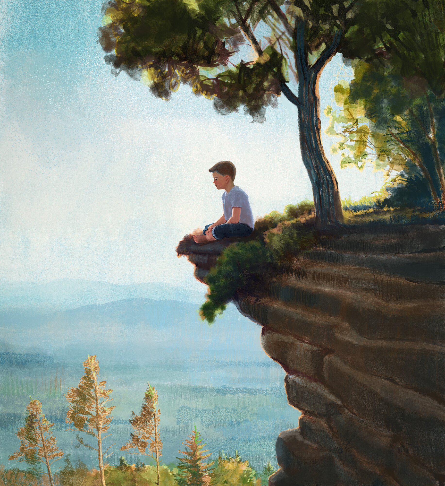 ArtStation - sitting on the rock