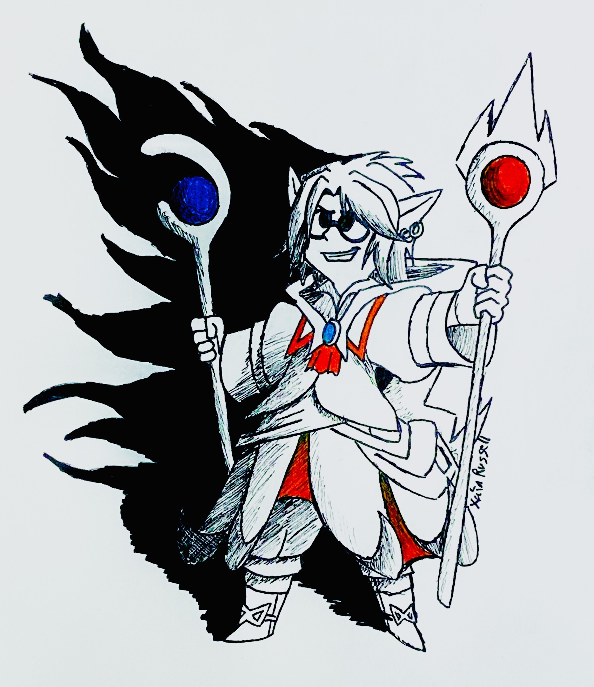 Xain Russell - Final Fantasy XIV Character ink drawings