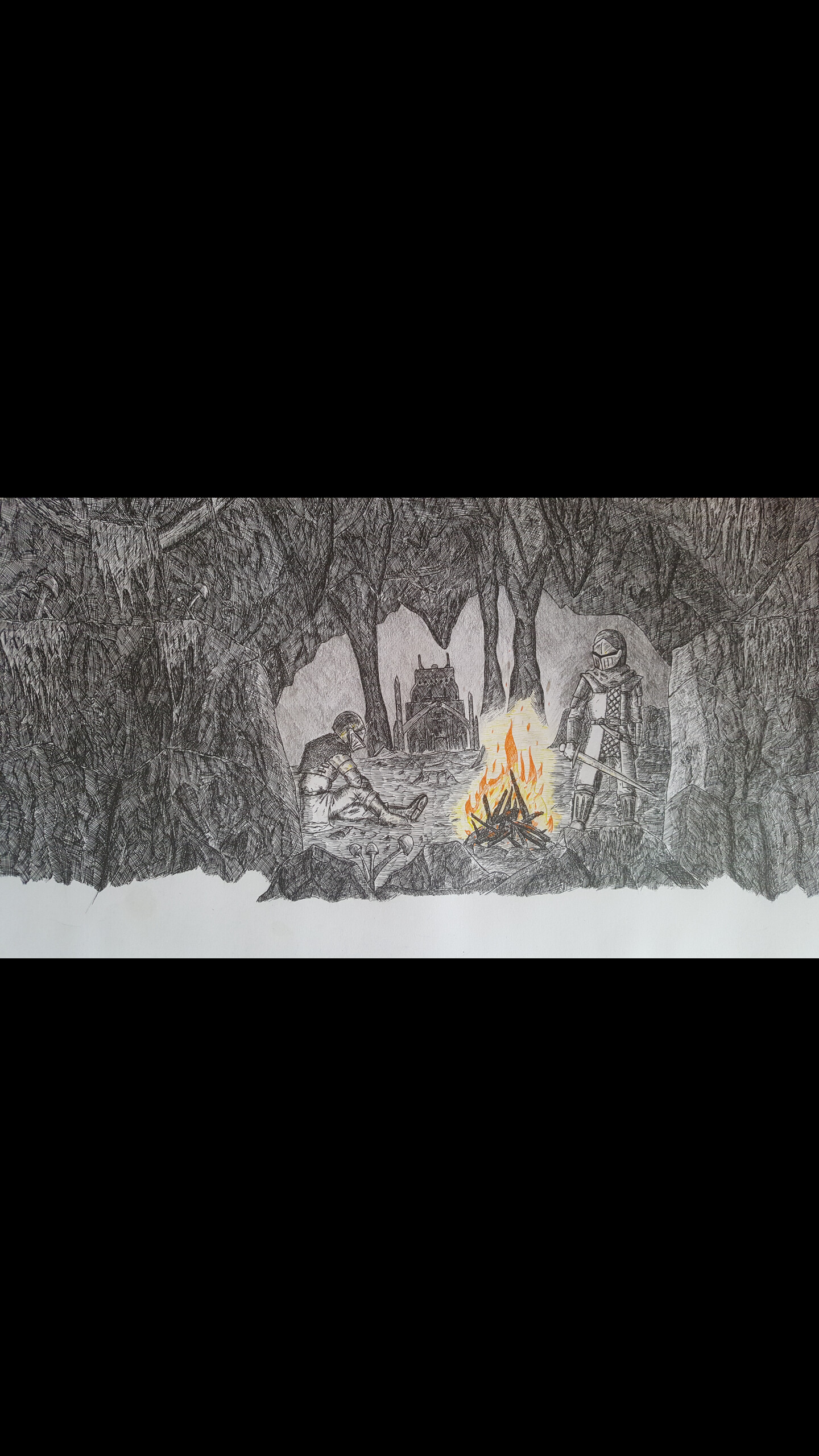 ArtStation - Two guys chilling in a cave.