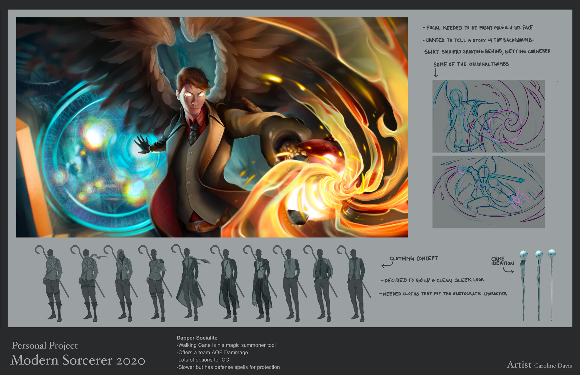 Caroline Davis - Character Concept and Illustration: Modern Sorcerer