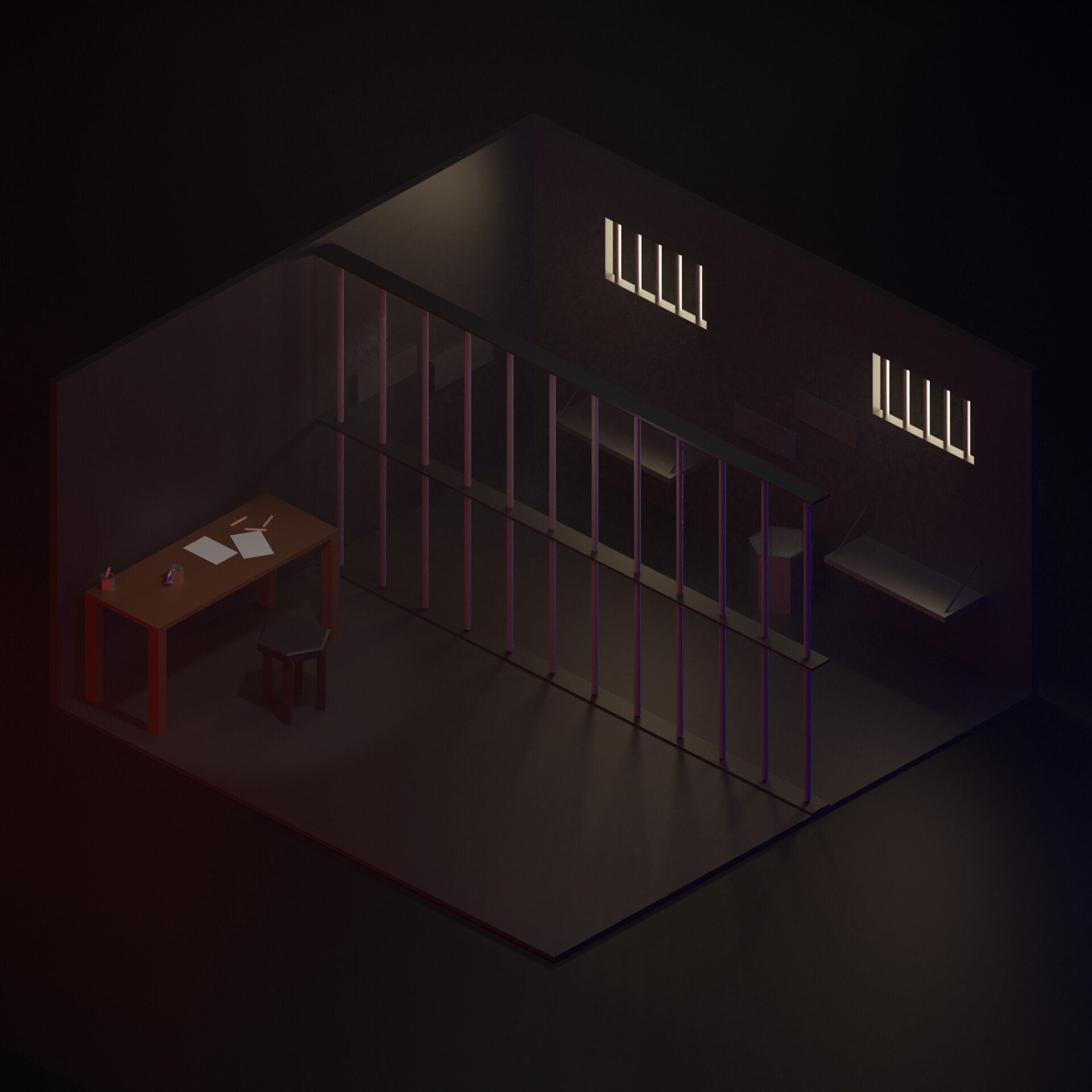 ArtStation - low poly prison