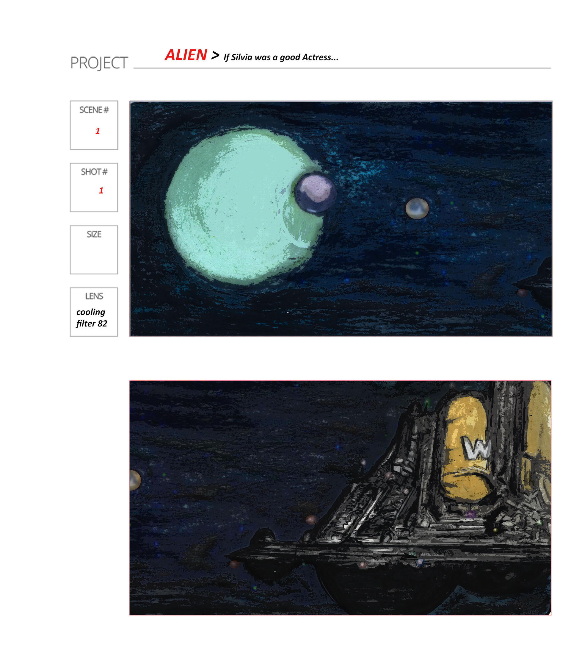 ArtStation - Alien Revisited - Storyboard panel 1 to 4
