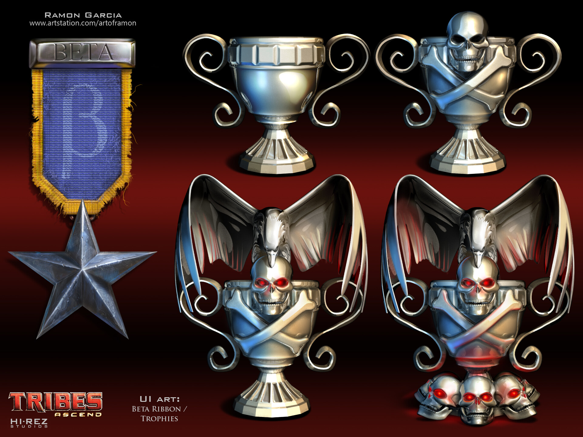 ArtStation - Tribes Ascend UI Beta Ribbon & Trophies