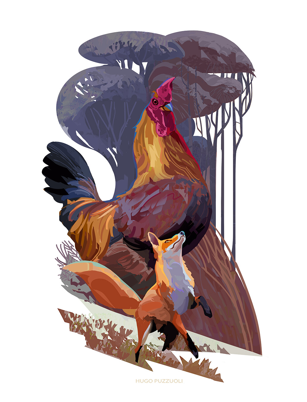 ArtStation - Rooster and fox