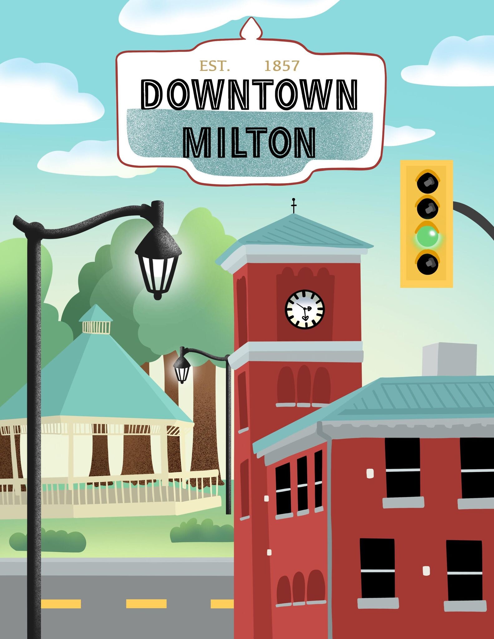 ArtStation - Travel Poster for Downtown Milton
