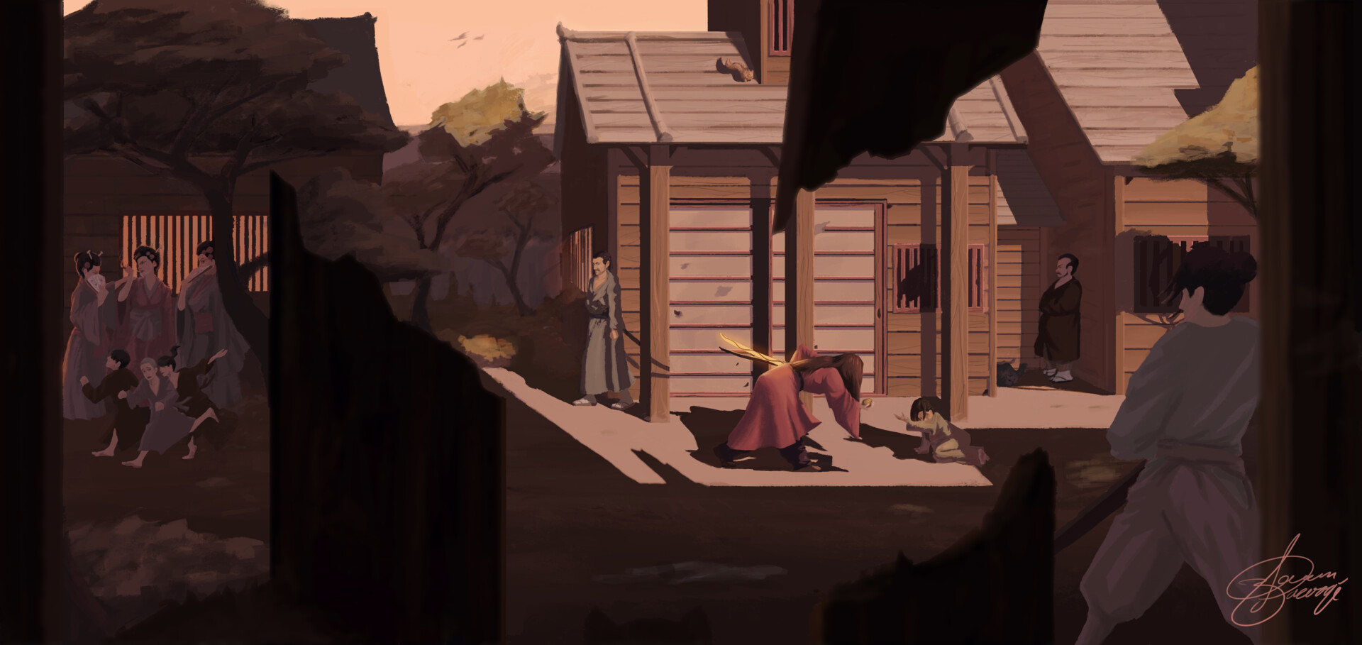 ArtStation - A Walk Into Town