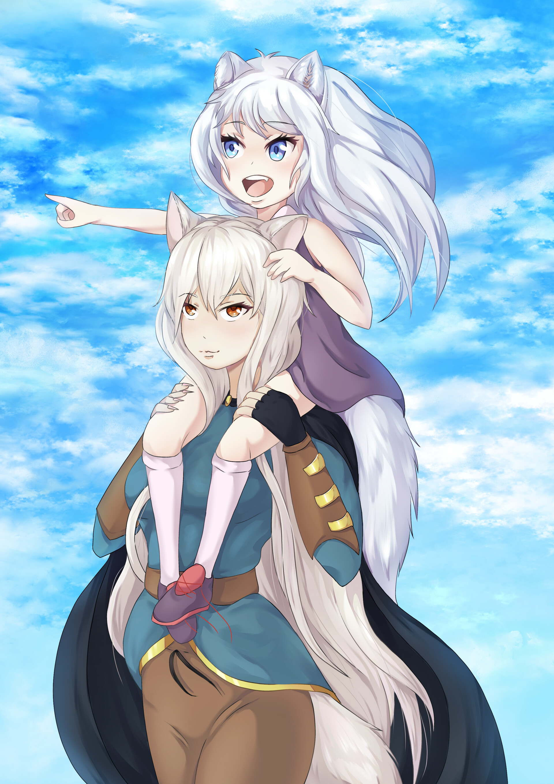 ArtStation - Wolf girls [big and little sister]