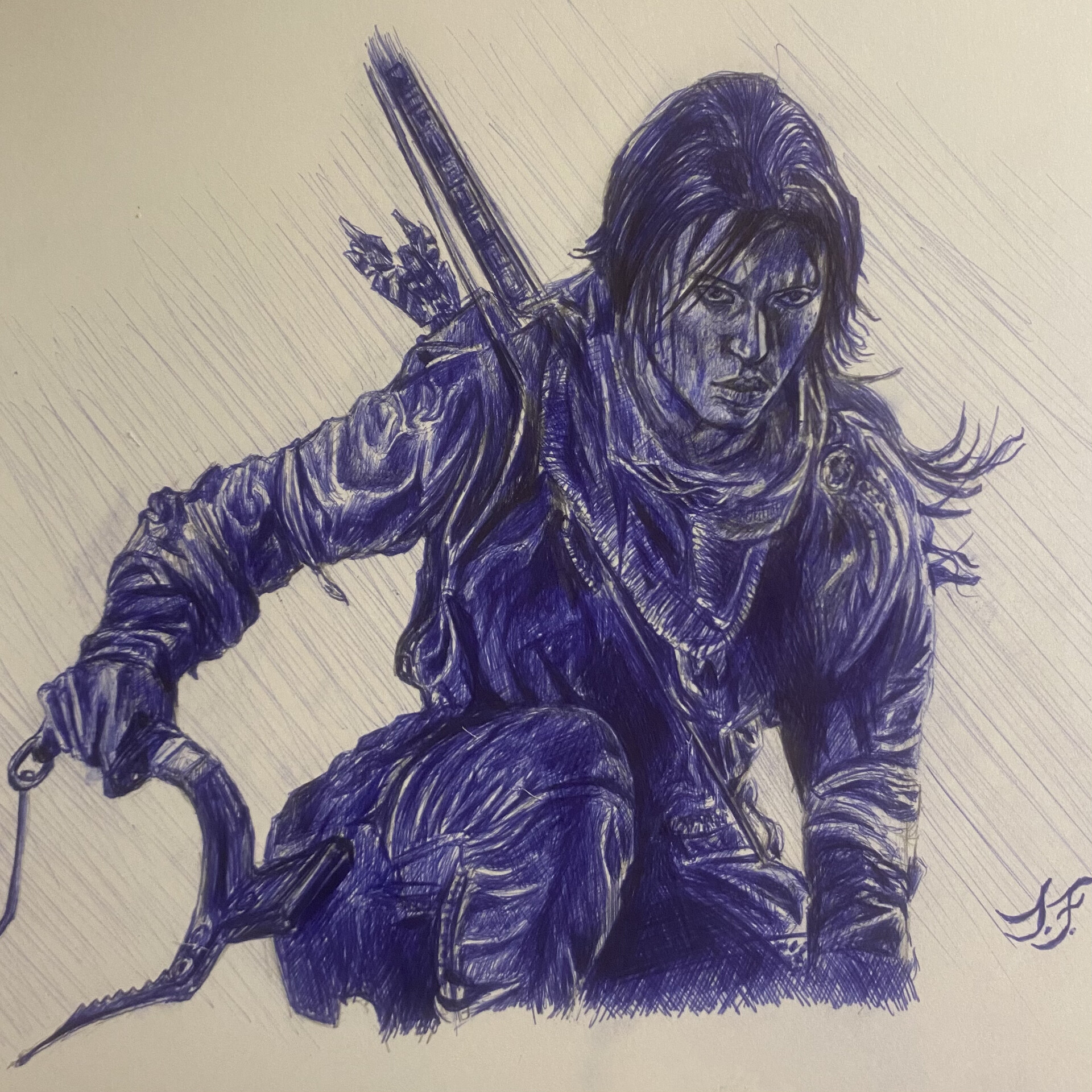 ArtStation - Lara Croft Pen Drawing