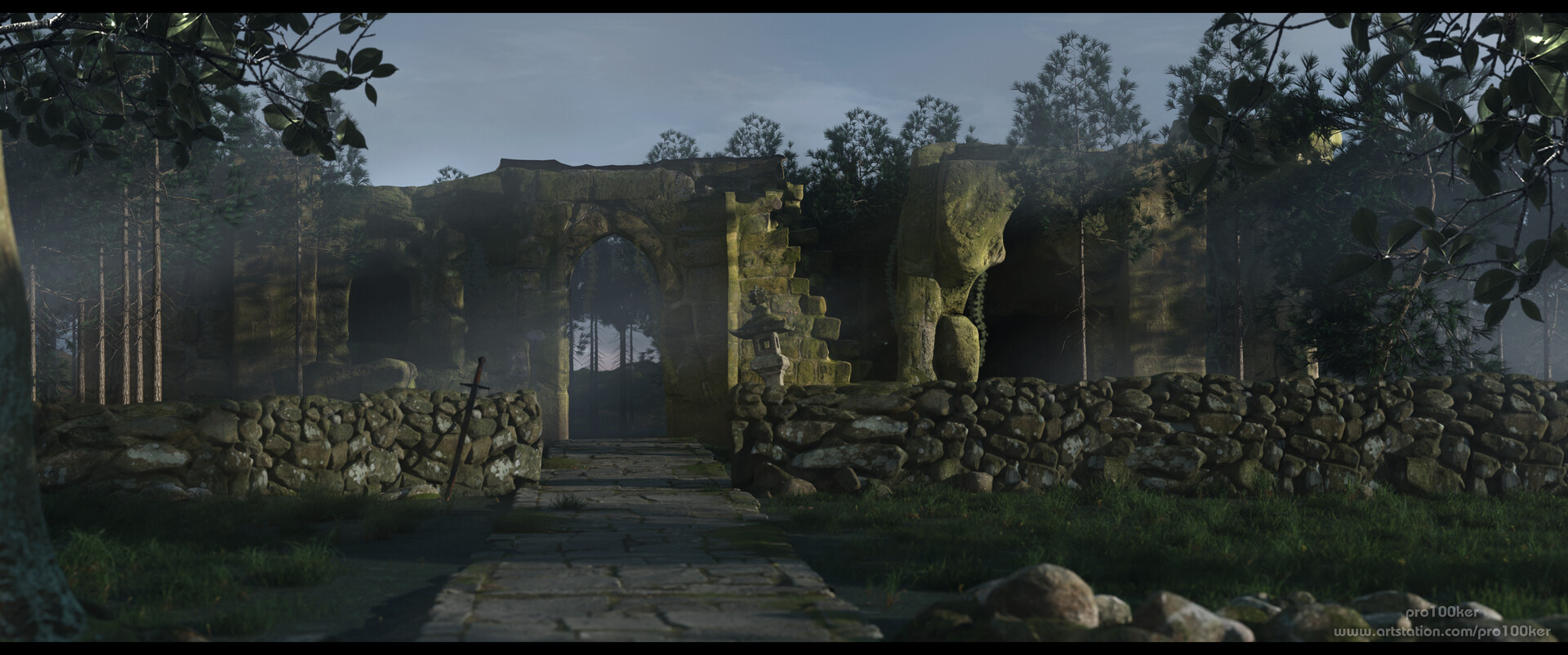 ArtStation - Broken Castle in the forest