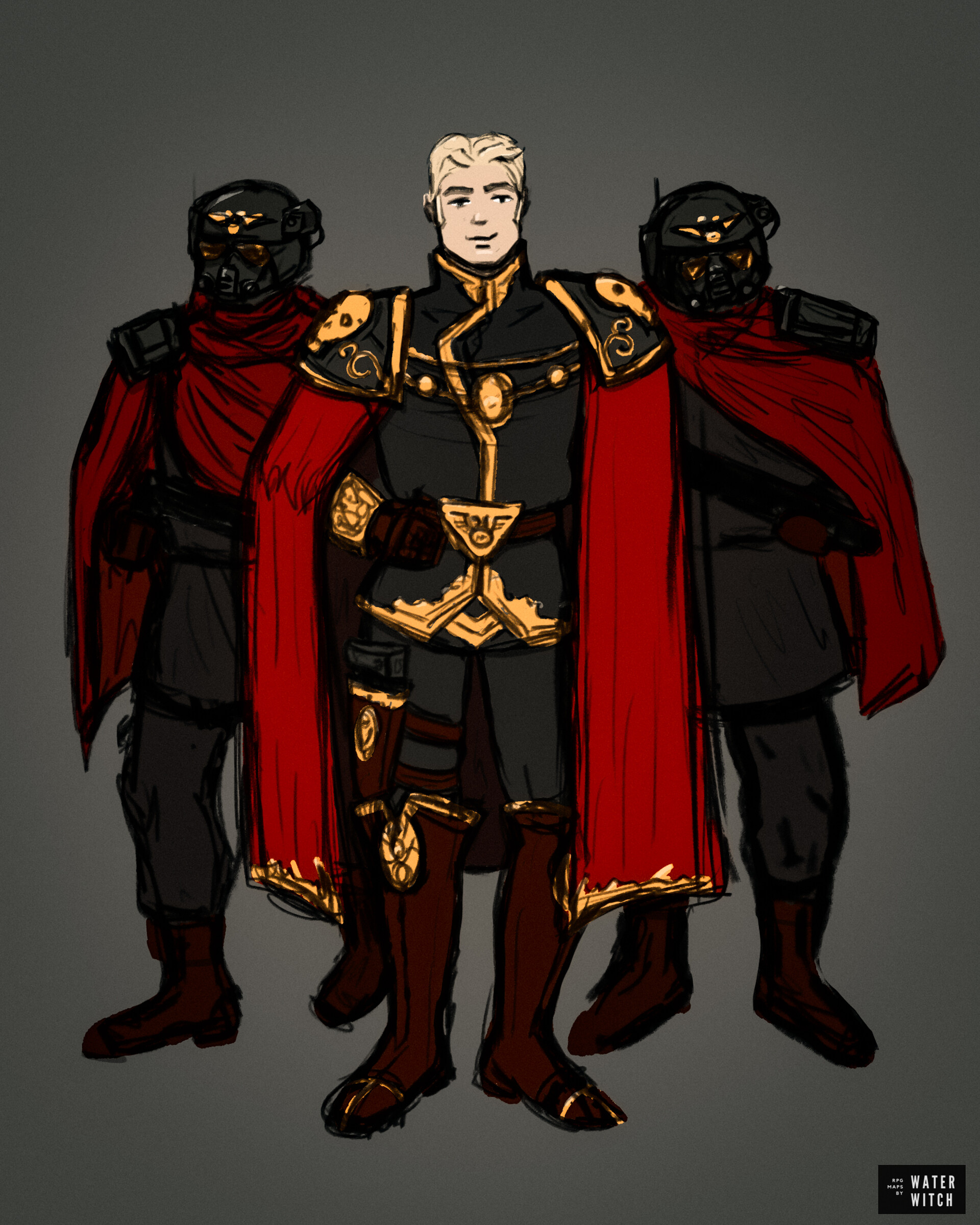 ArtStation - Rogue trader colored sketch