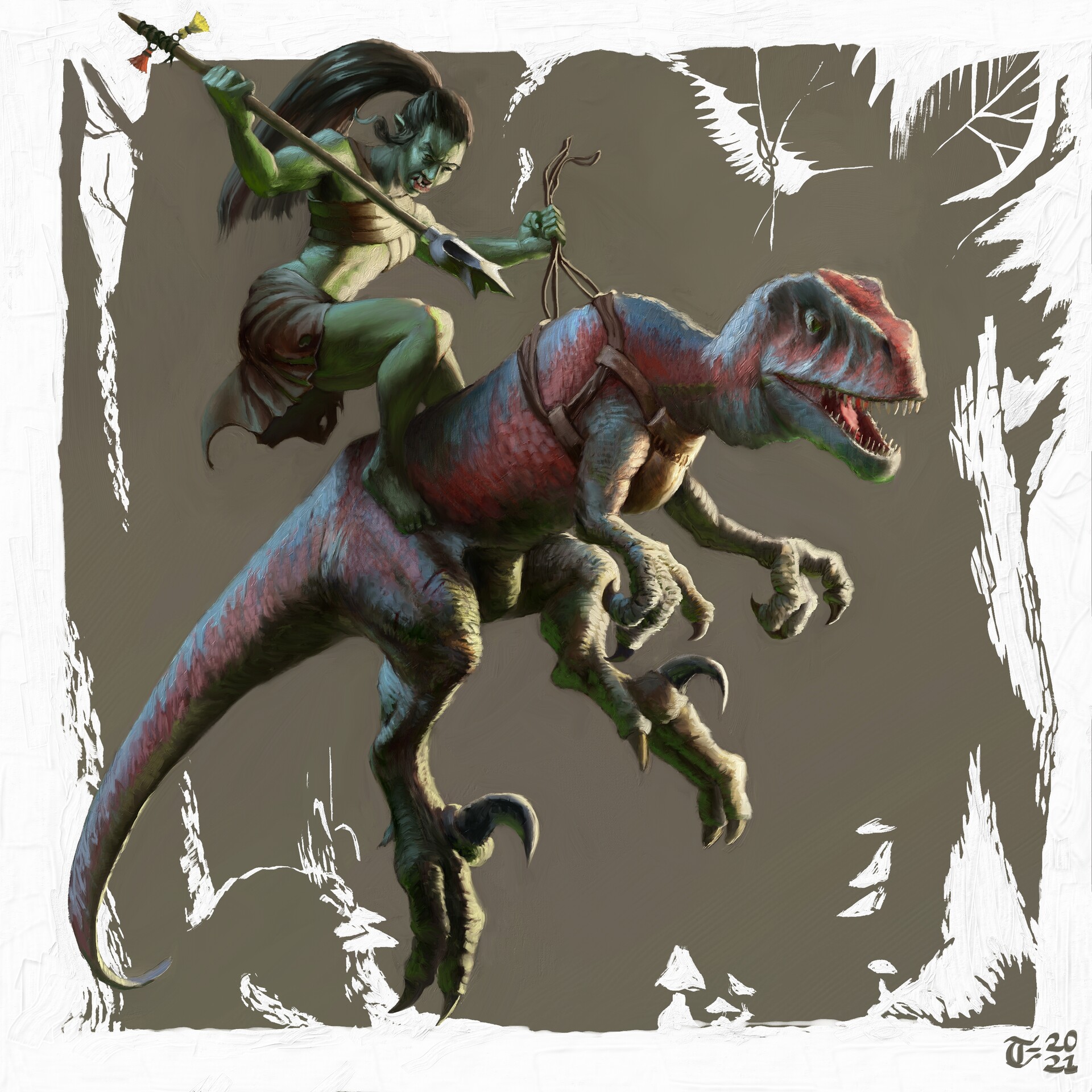 ArtStation - Orc and Raptor spot illustration