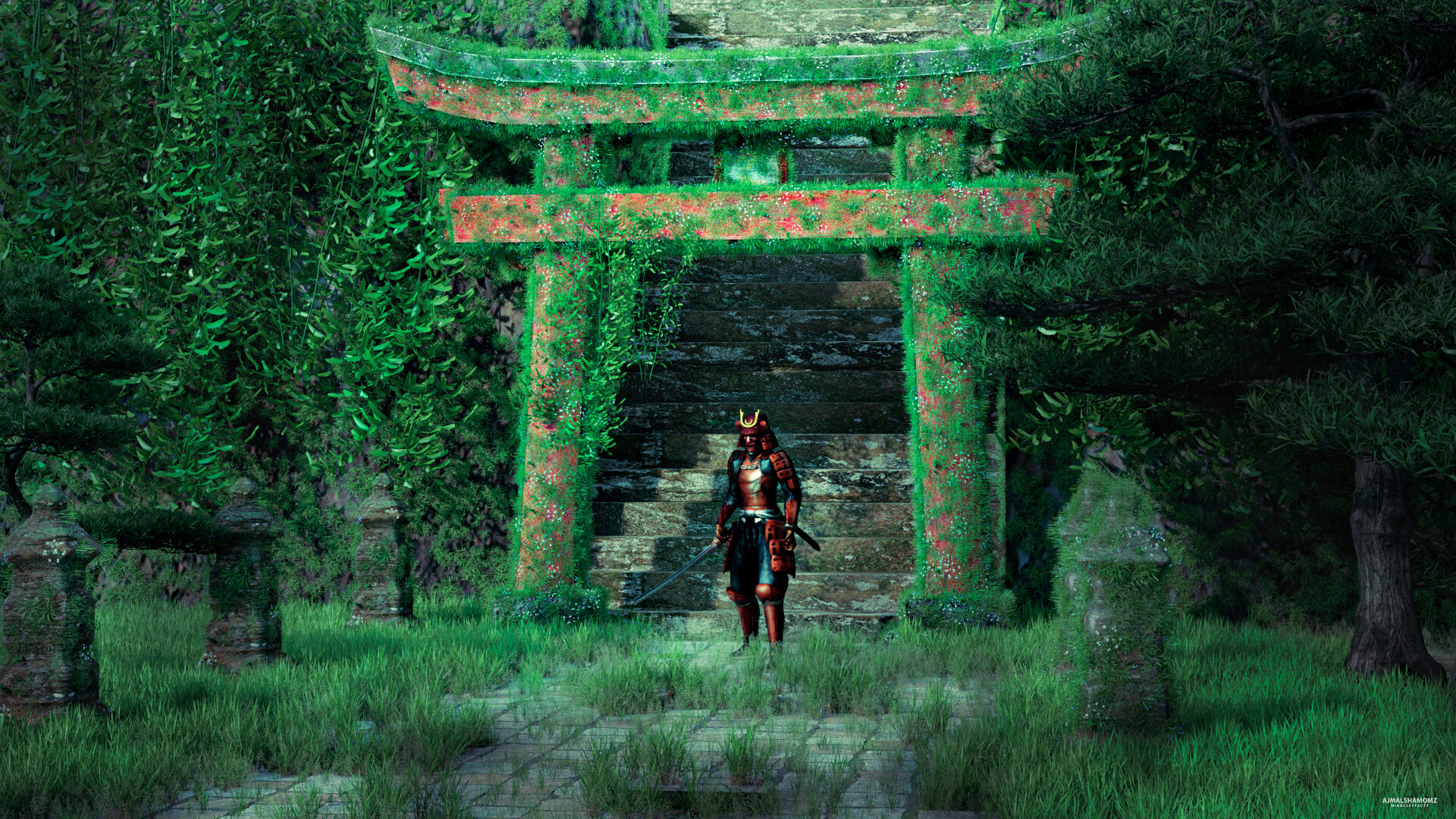 ArtStation - Samurai scene 3d render