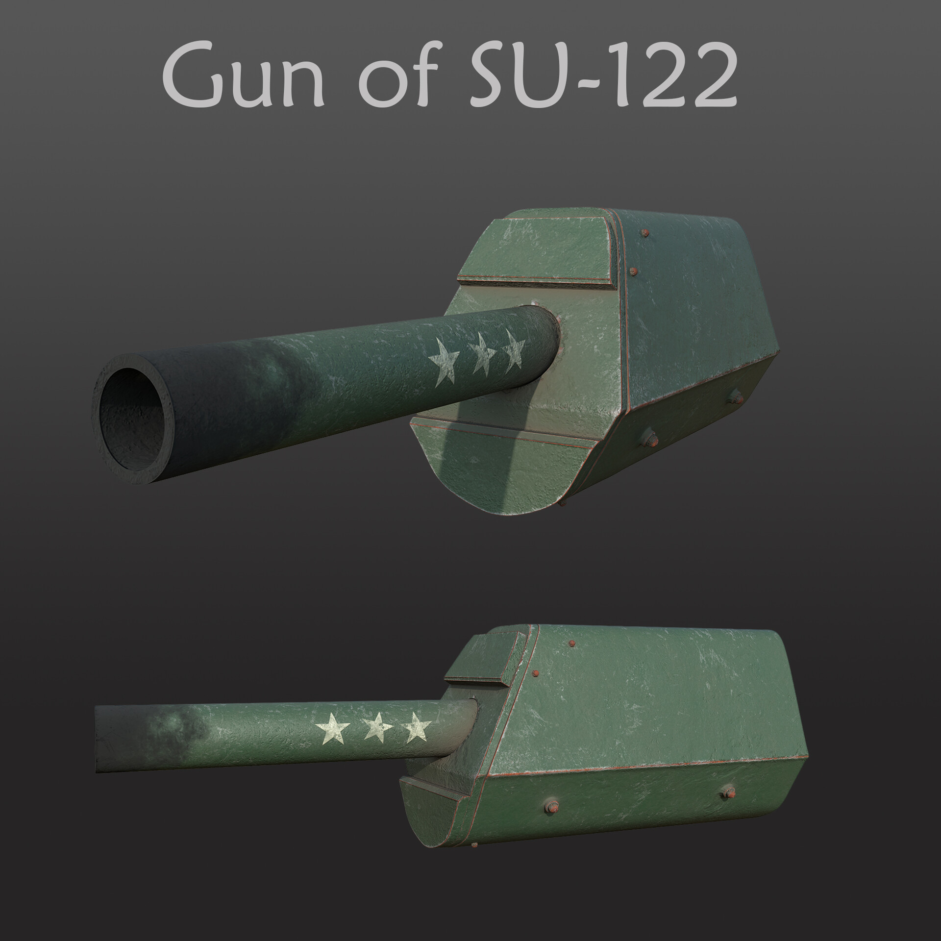 ArtStation - Gun of Sovete tank SU-122.