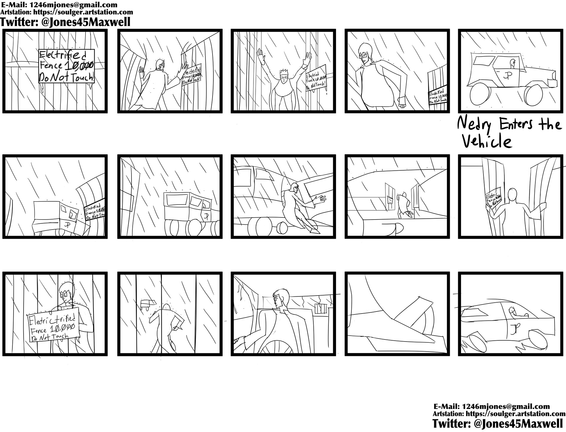 ArtStation - Storyboards: Nedry and the Dilophosaurus