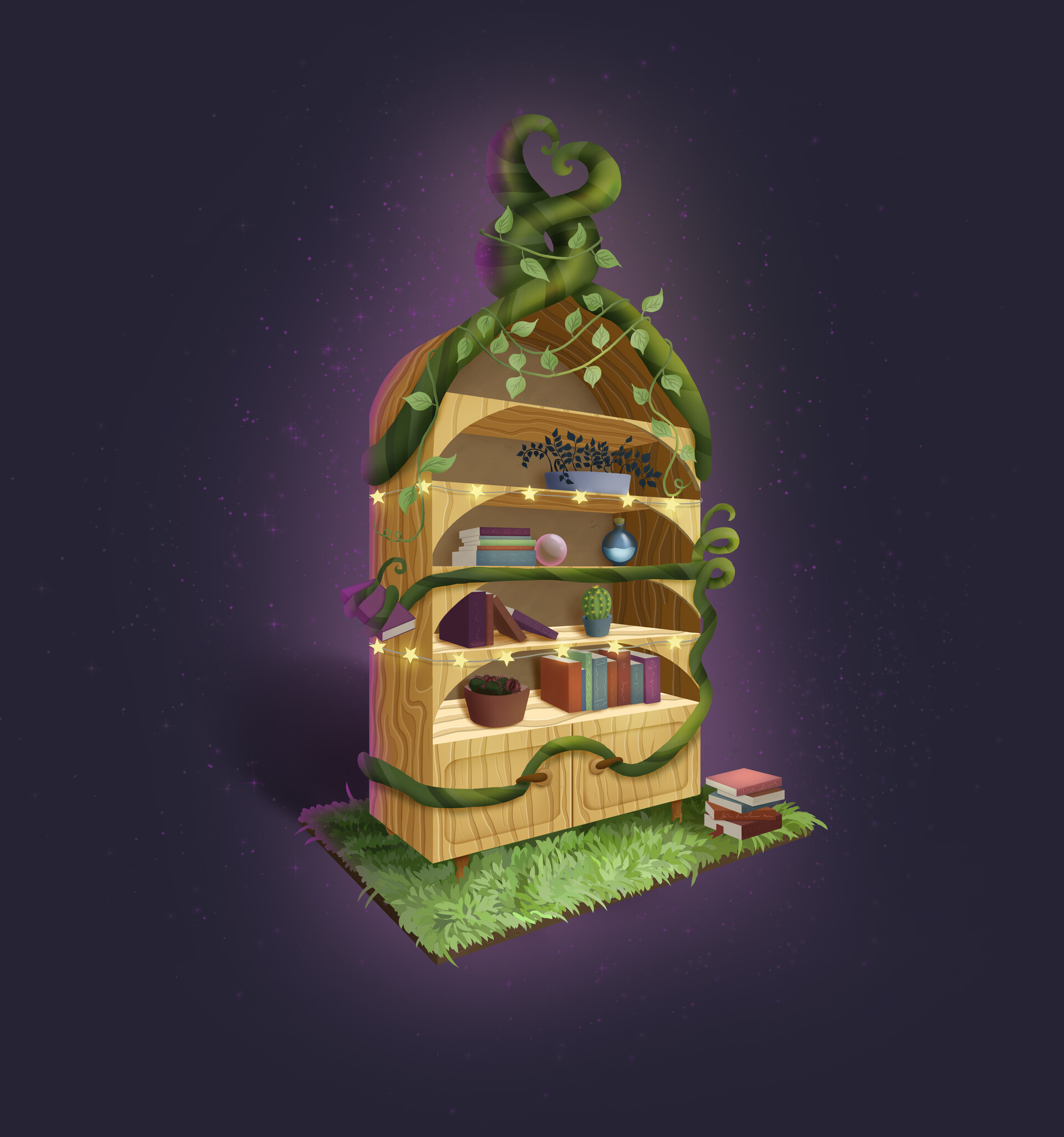 ArtStation - Bookcase fairies of nature