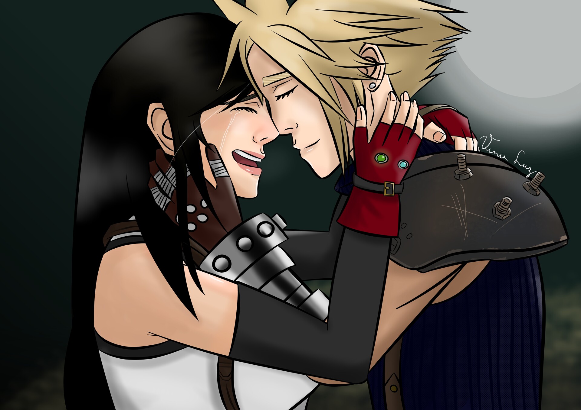 Final Fantasy Cloud And Tifa Kiss