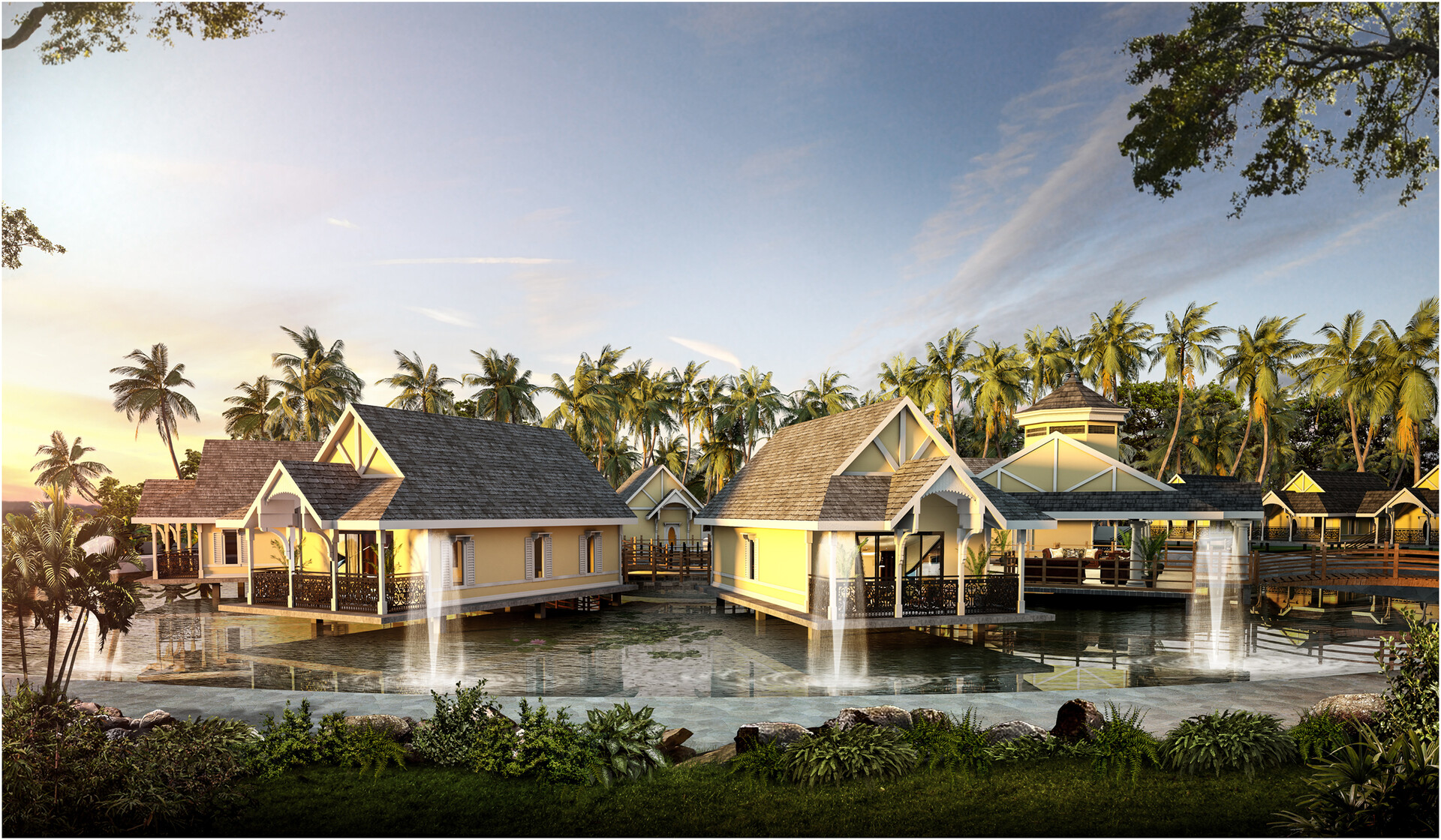 ArtStation - evening at resort