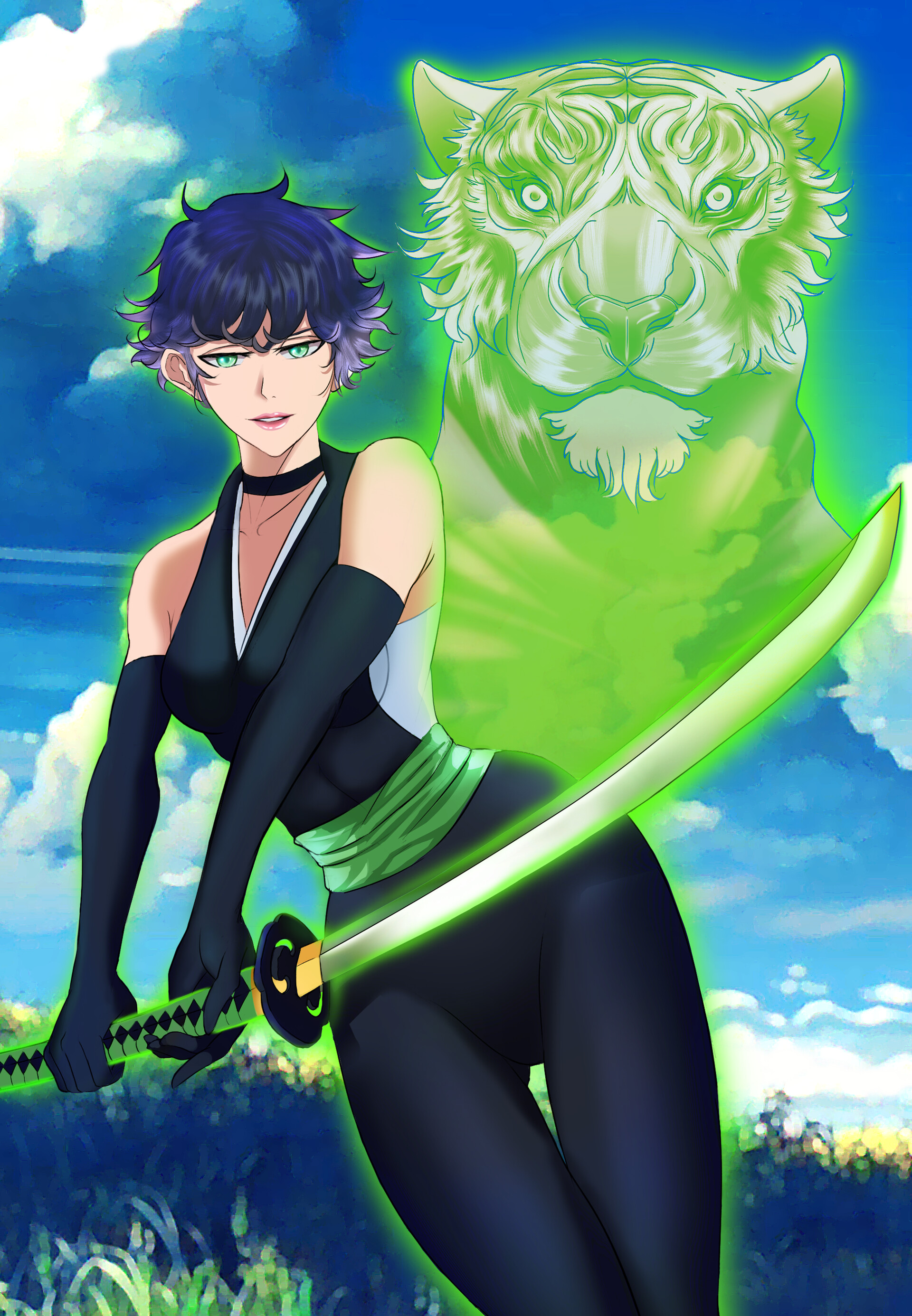 ArtStation - Blue Hair Shinigami