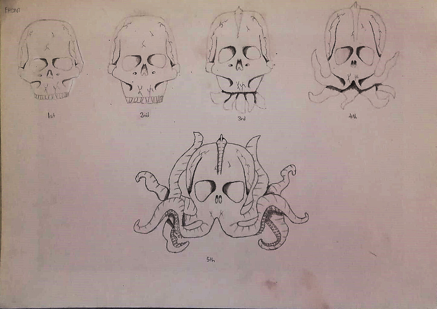 ArtStation - Traditional Skeleton-Kraken Transformation Drawing