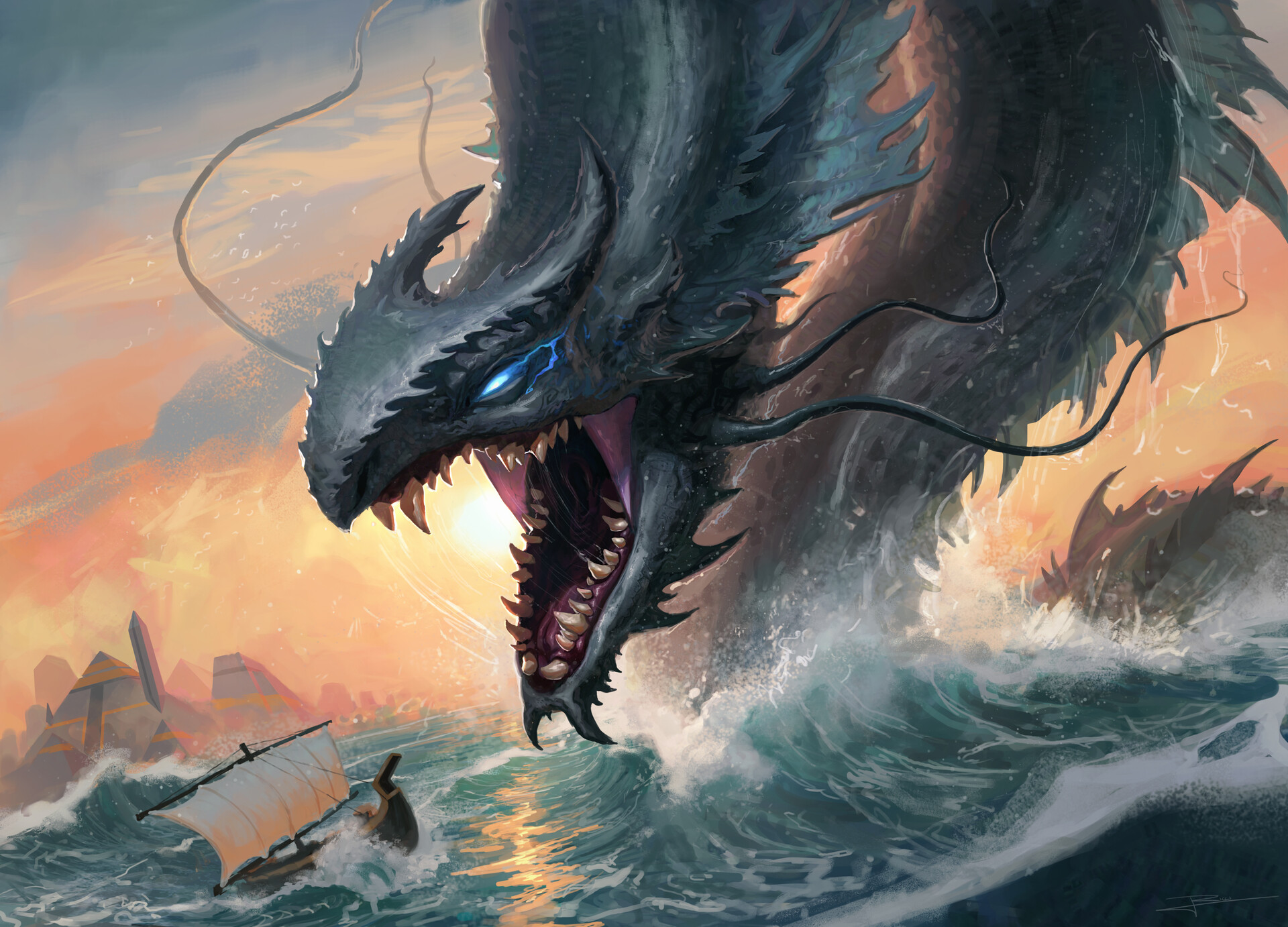 ArtStation - River Serpent - MtG Portfolio, Thomas Ricci