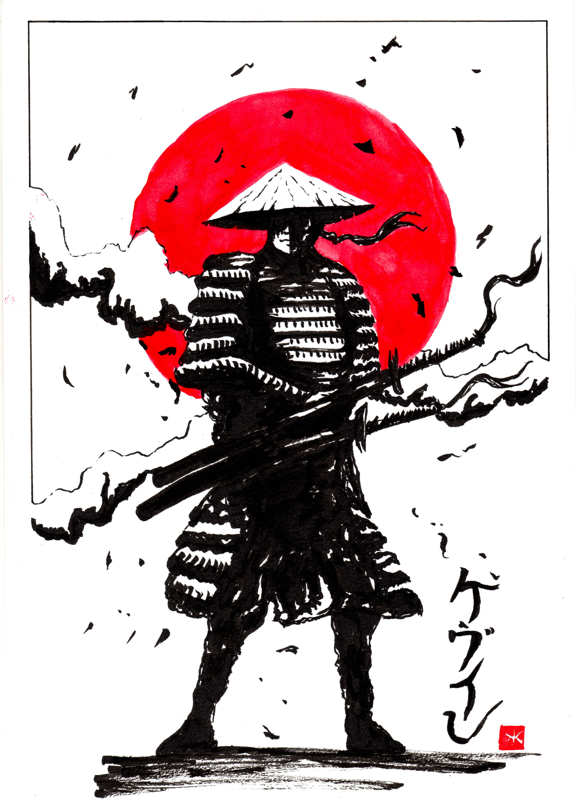 ArtStation - Samuraii, ink painting