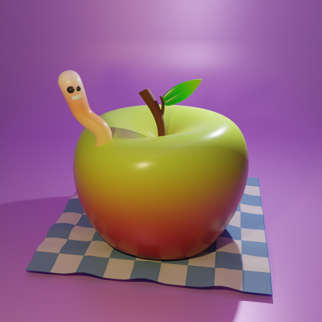 ArtStation - Stylized Apple and Worm