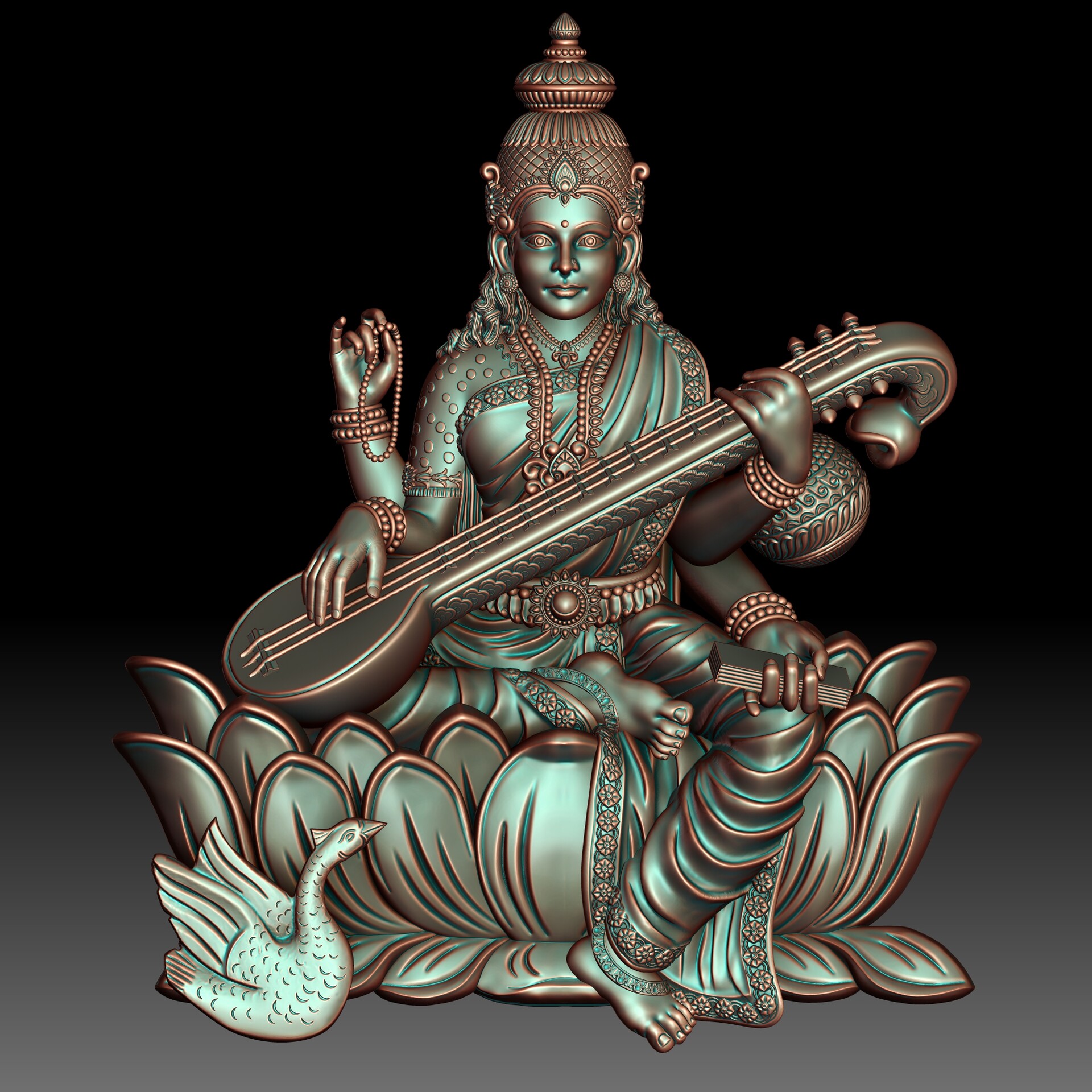 Artstation Saraswati Relief 3d
