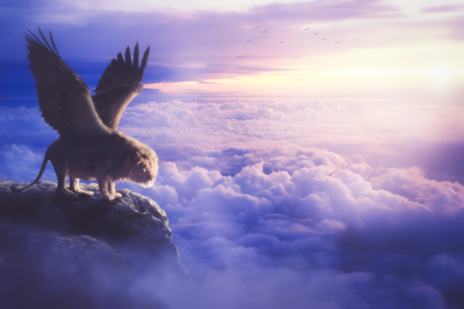 ArtStation - Fantasy Winged Lion Photo Effect Photoshop Manipulation