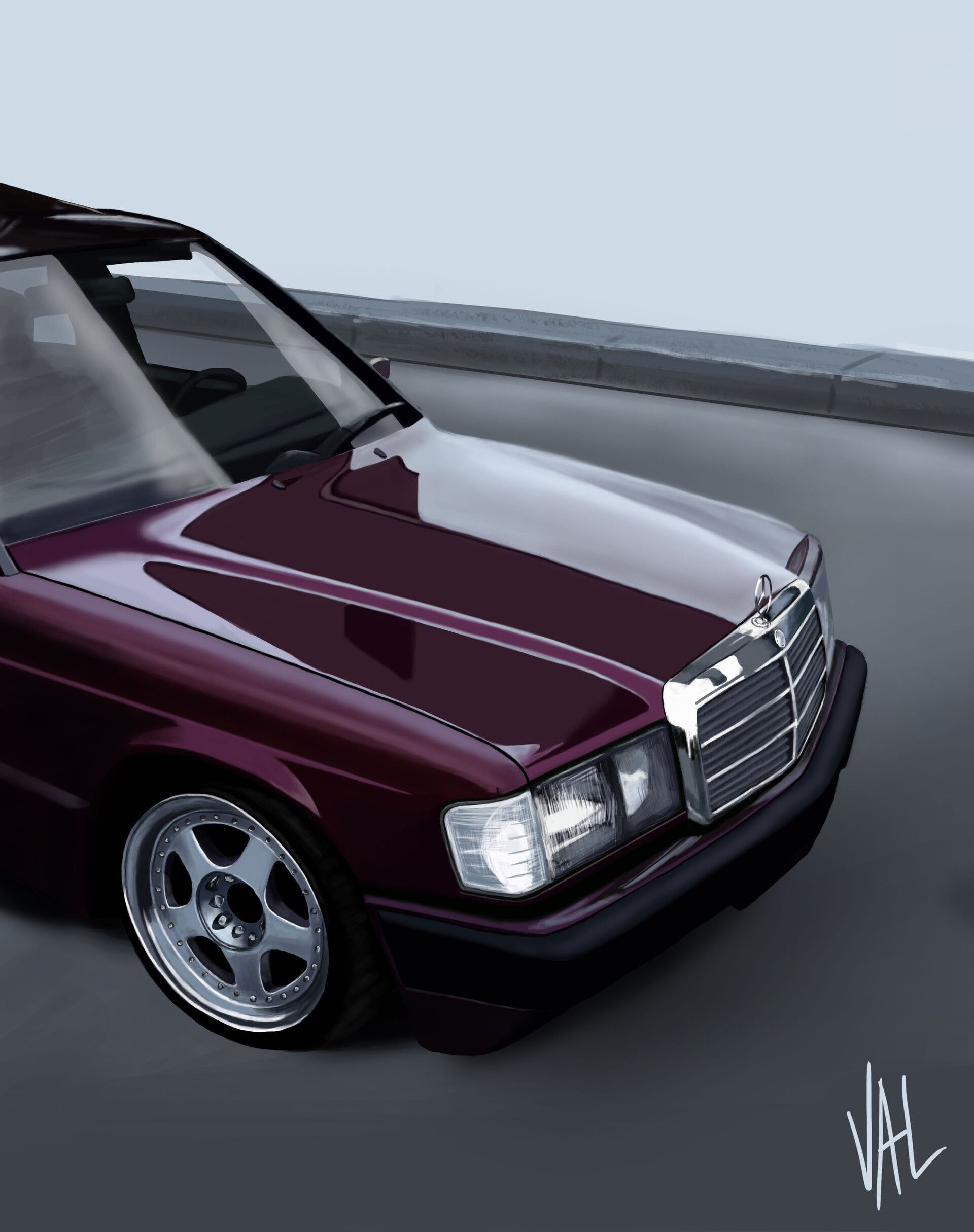 ArtStation - Mercedes Benz 190E Digital Painting
