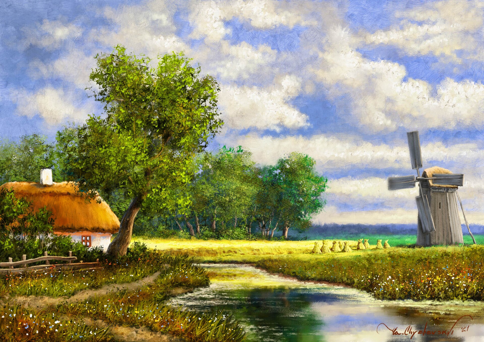 ArtStation - Rural landscape. Digital art