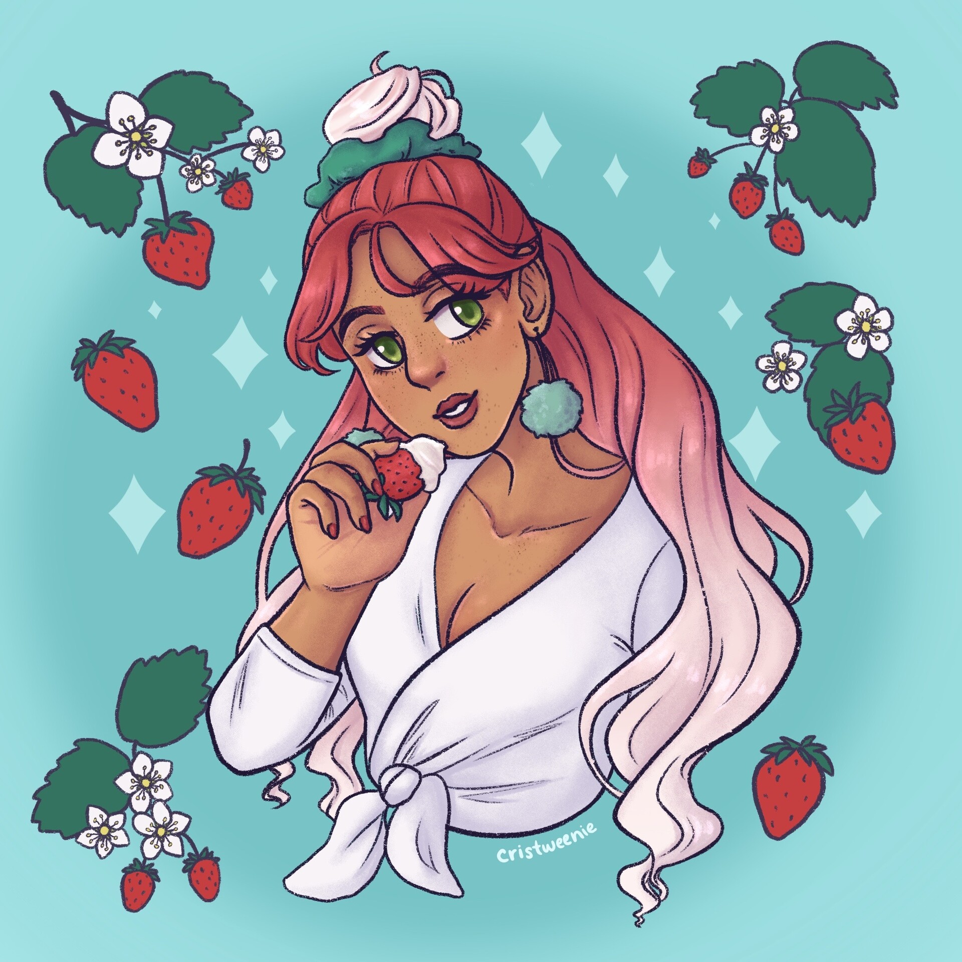 ArtStation - strawberries & cream 🍓