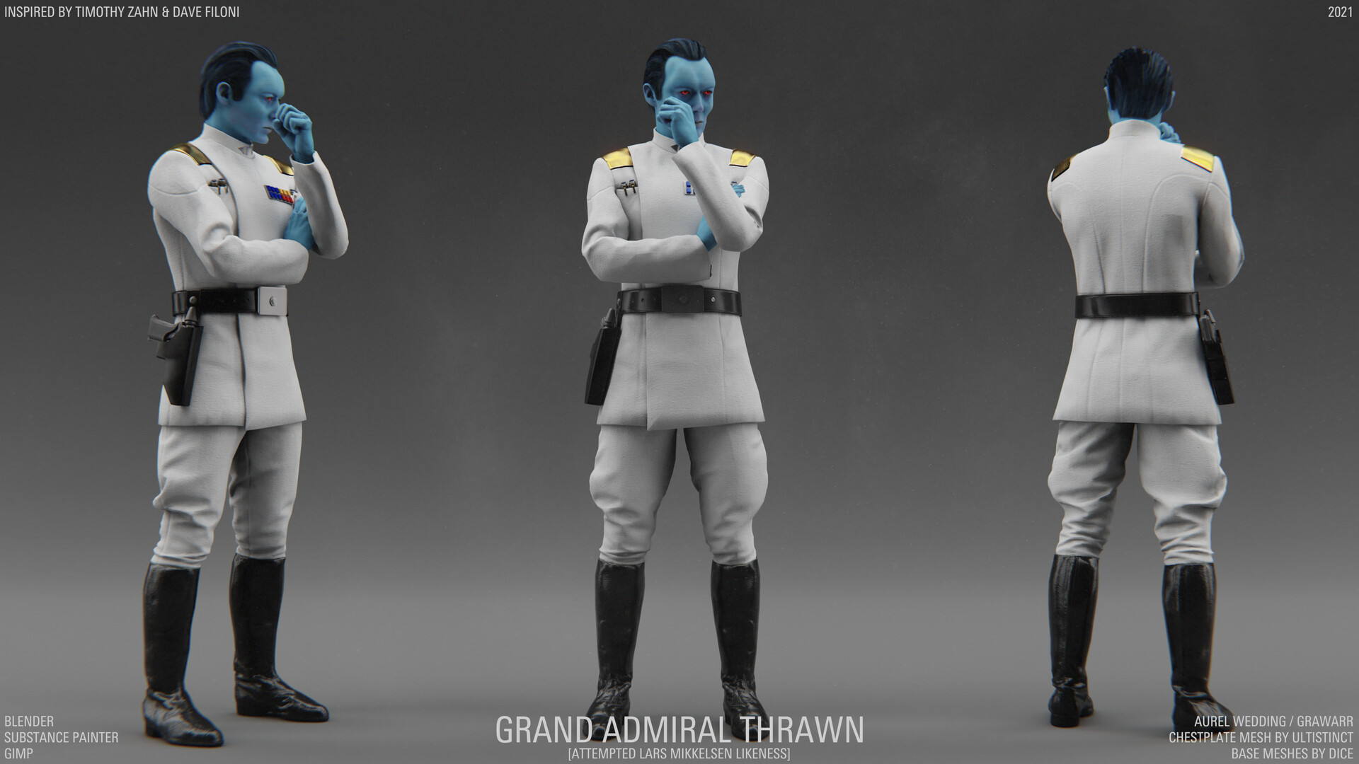 ArtStation - Grand Admiral Thrawn [Attempted Lars Mikkelsen Likeness]