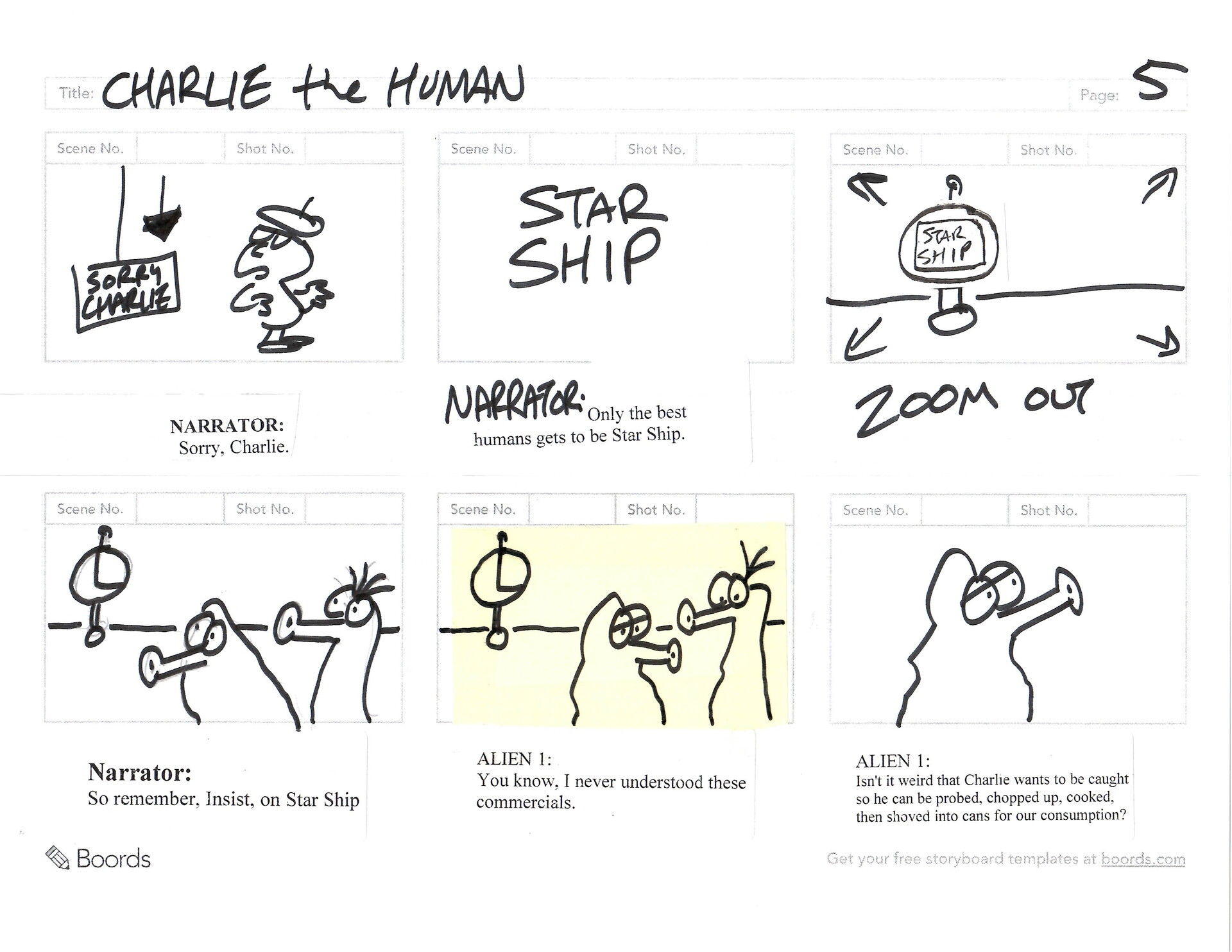 Charles Brubaker - Charlie the Human storyboards