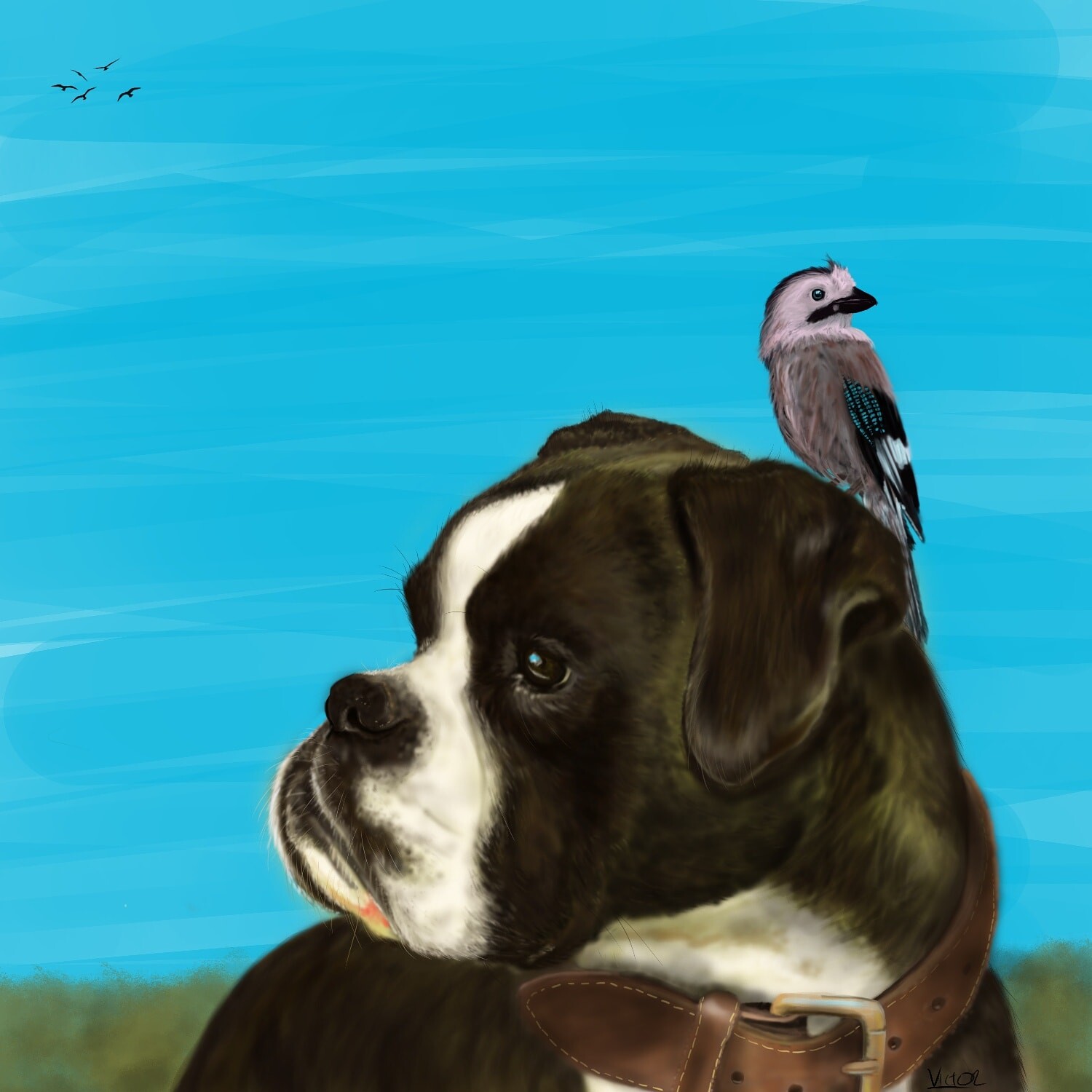 ArtStation - Dog and Bird pondering life