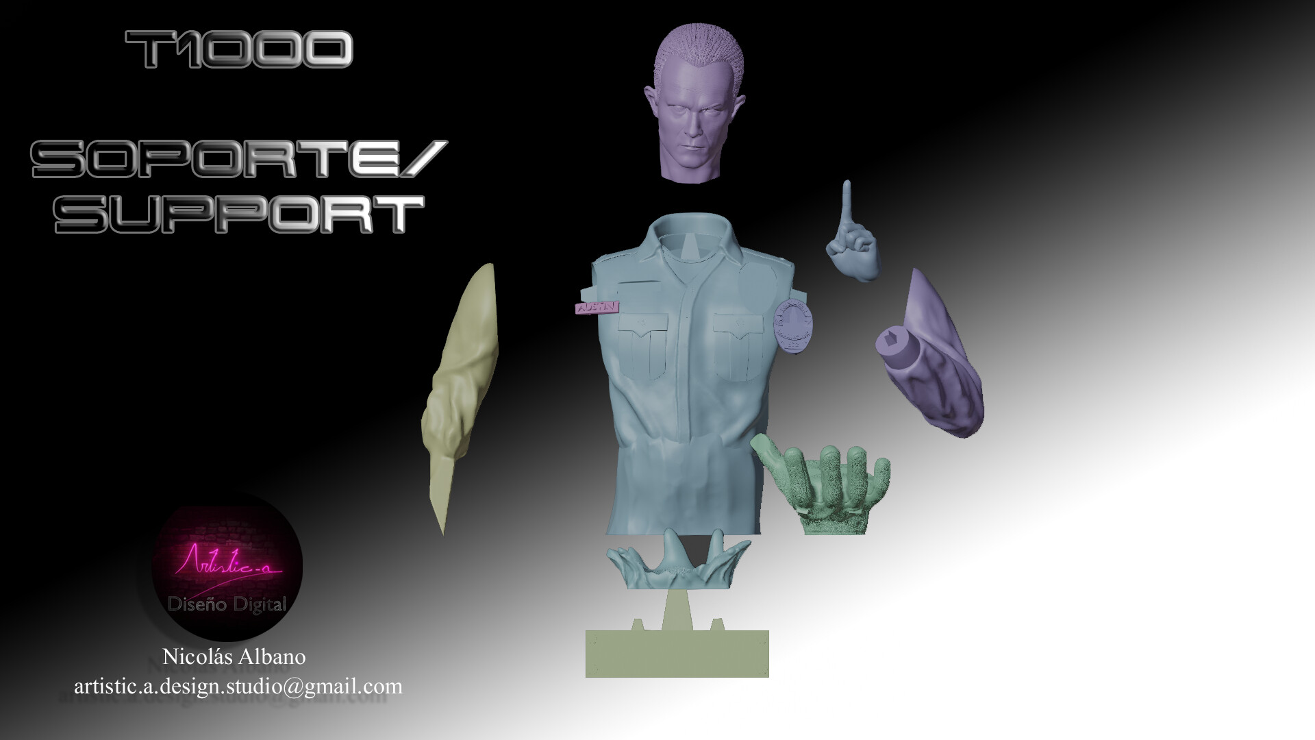 3D Roach Studio - Terminator 2 T1000 Joystick support