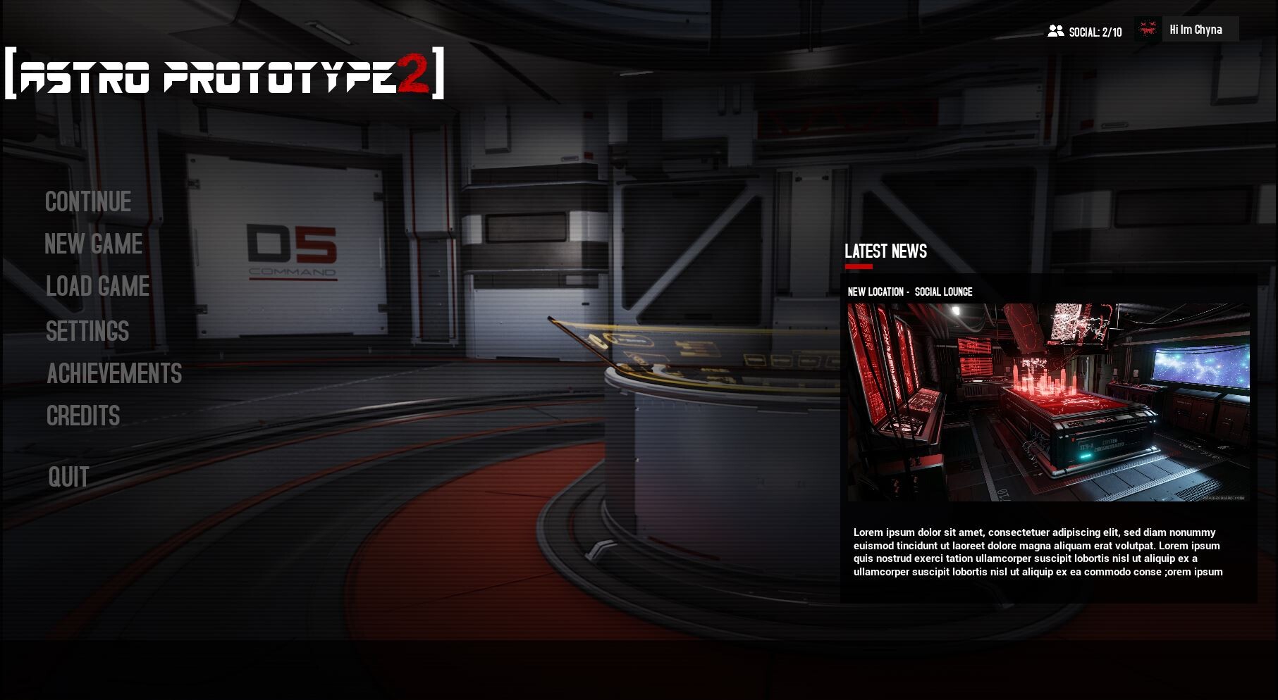 Chyna Terrell - Astro Prototype 2 Main Menu / ETSU (WIP)