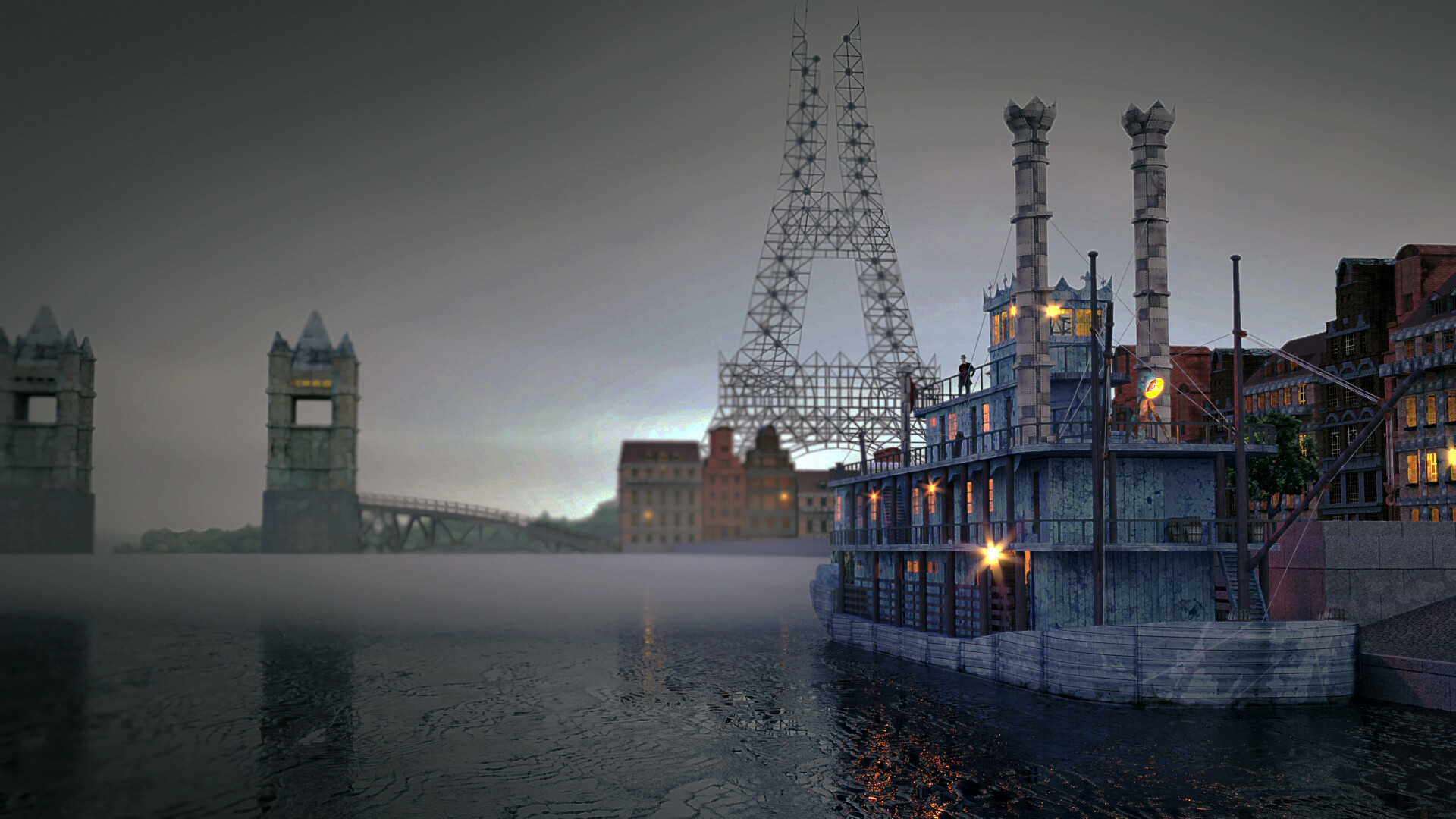 ArtStation - Steamboat with a captain on board