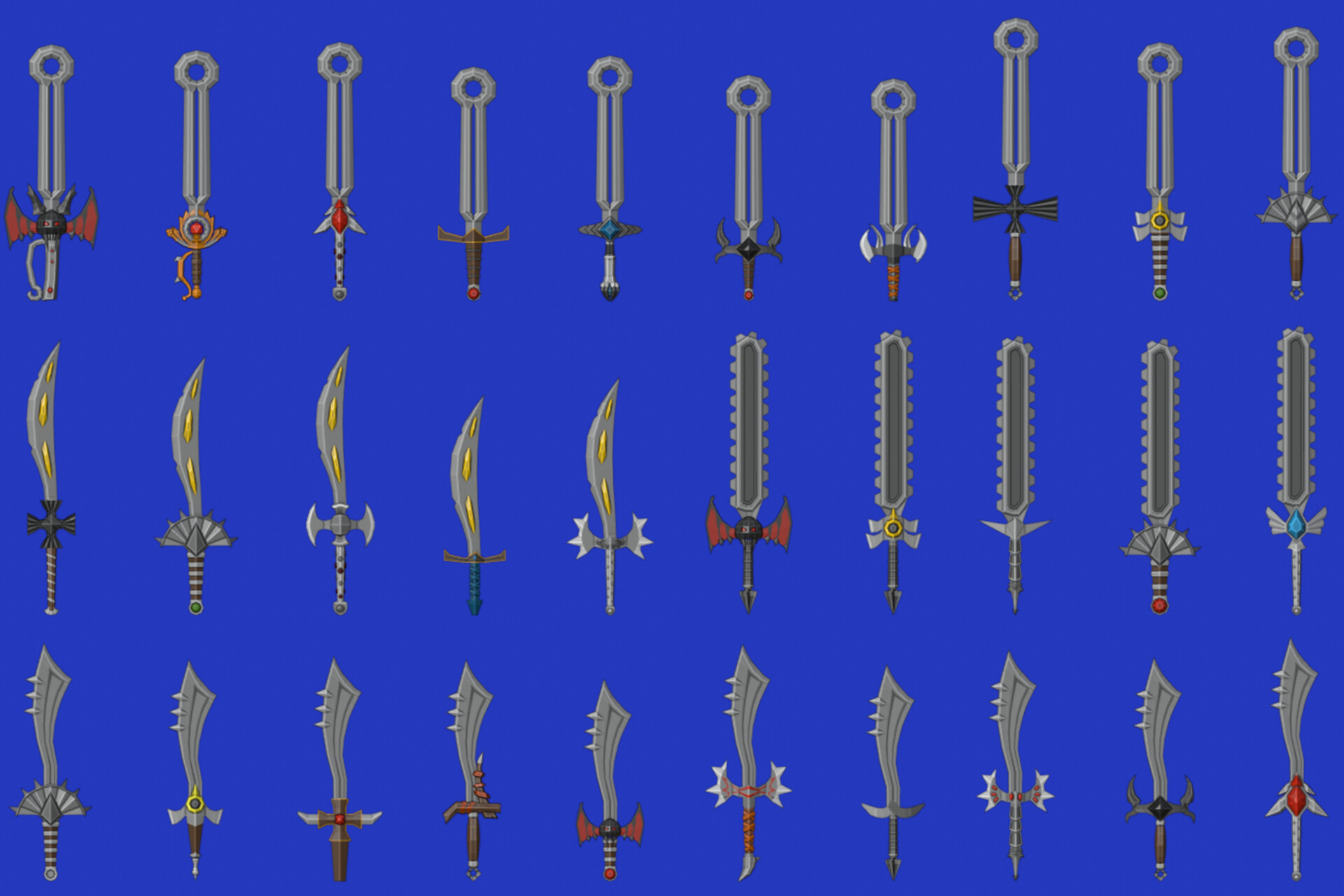 Pure Poly - 3D Models for your Game - Modular Swords Mega Pack - 1200 ...