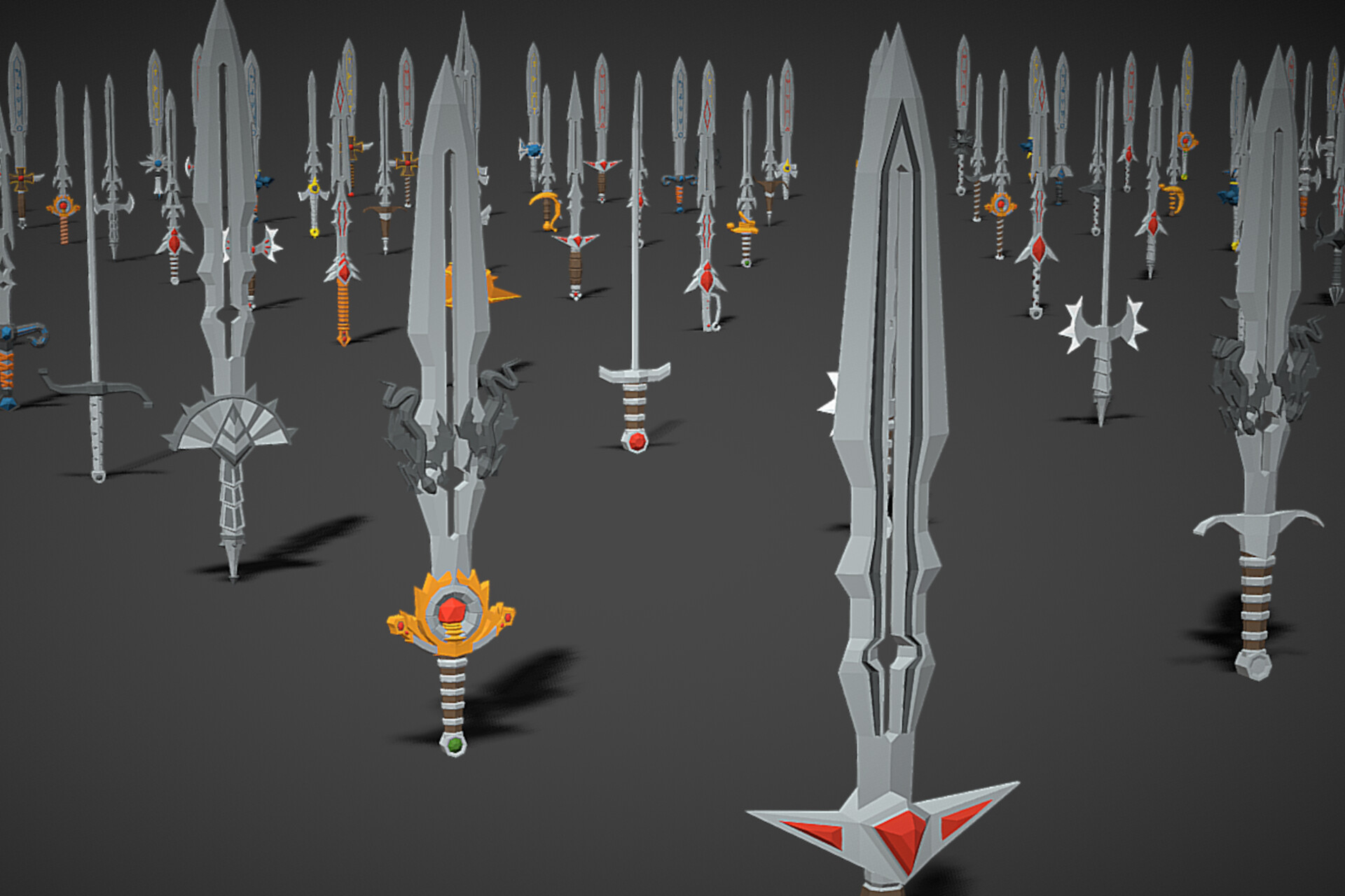 Pure Poly - 3D Models for your Game - Swords Pack 2 - 300 Low Poly Melee Weapons