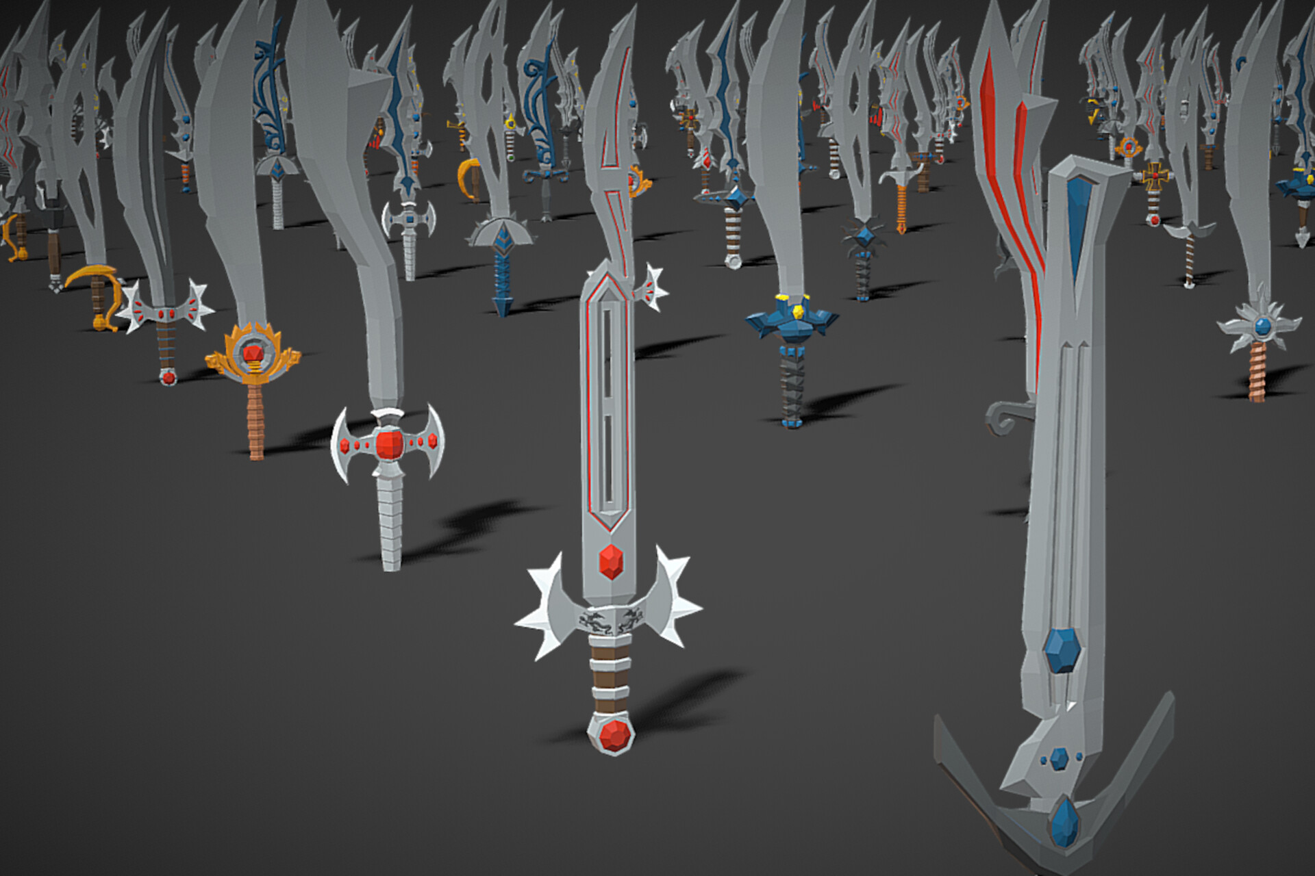 Pure Poly - 3D Models for your Game - Swords Pack 3 - 300 Low Poly ...