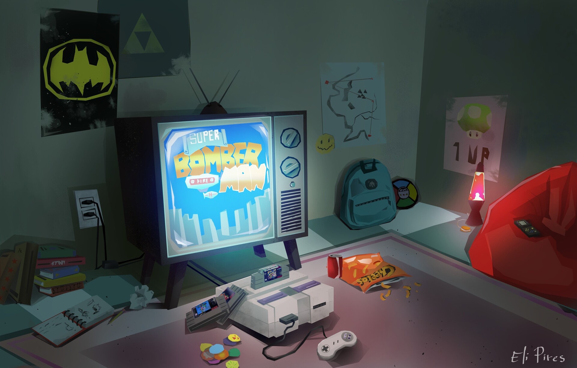 ArtStation - Gamer room 90s