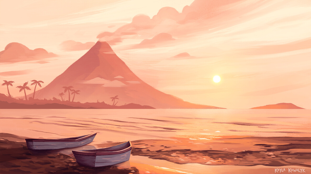 ArtStation - Volcano Sunset