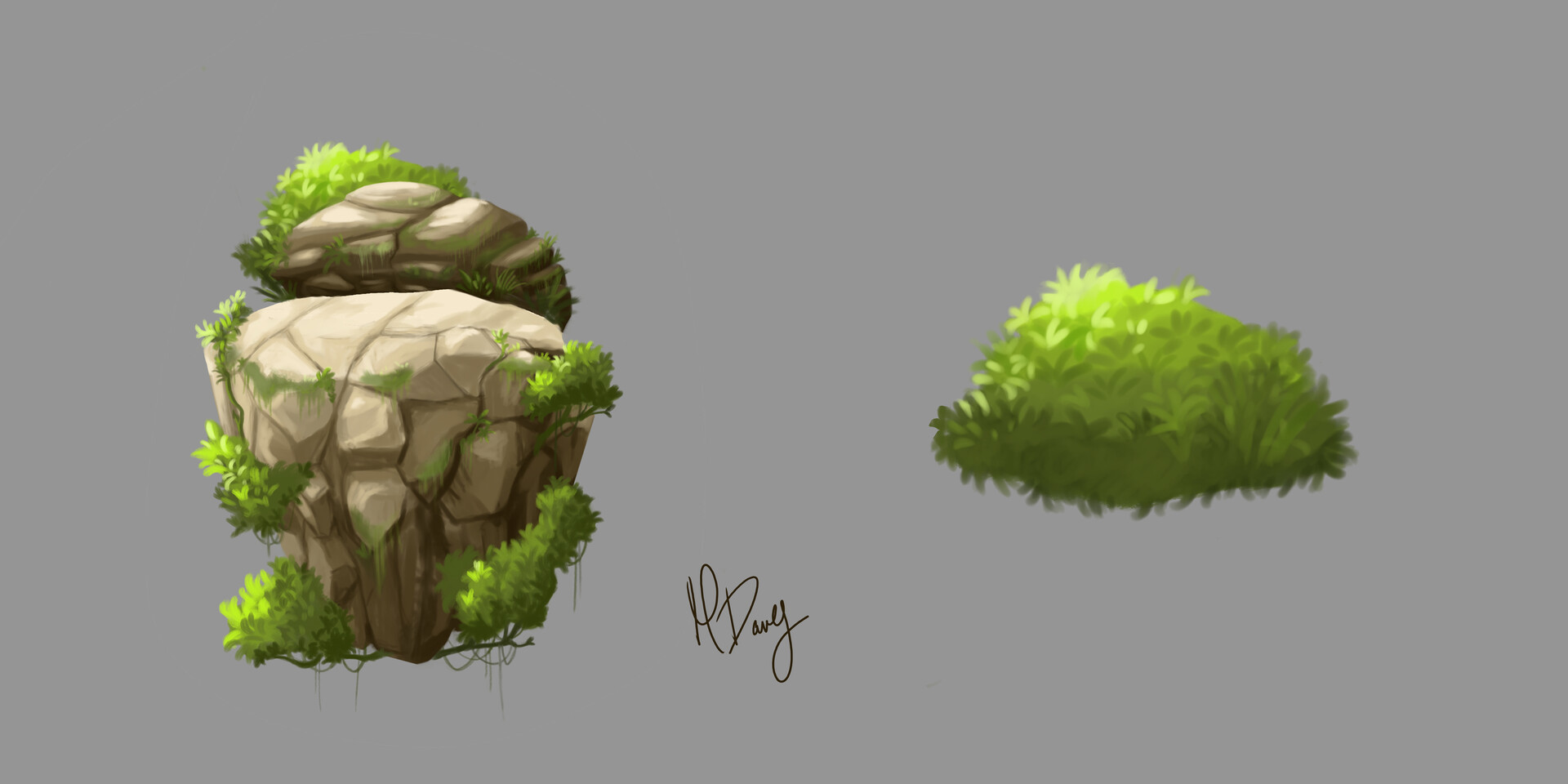 ArtStation - Mossy Rock Study