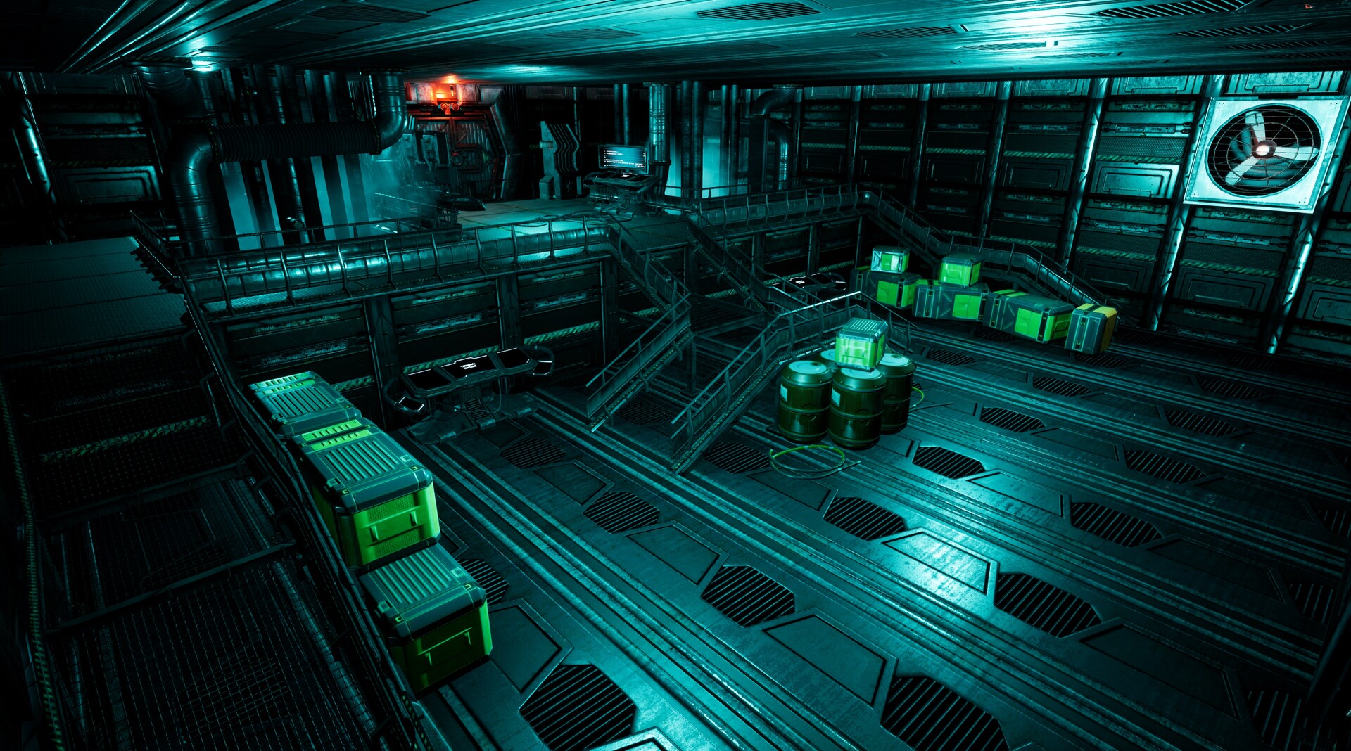 green spaceship interior