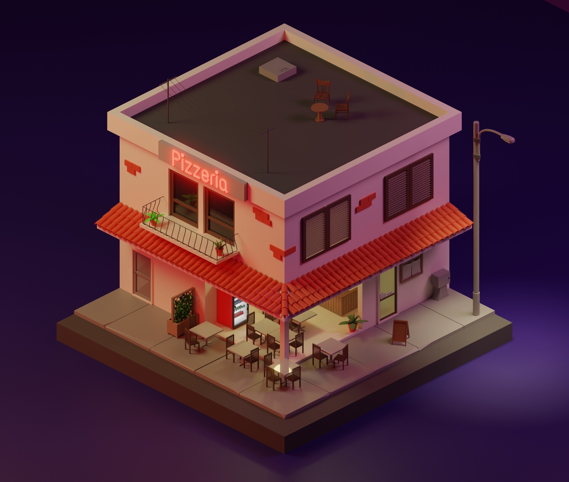 ArtStation - Low poly pizza place