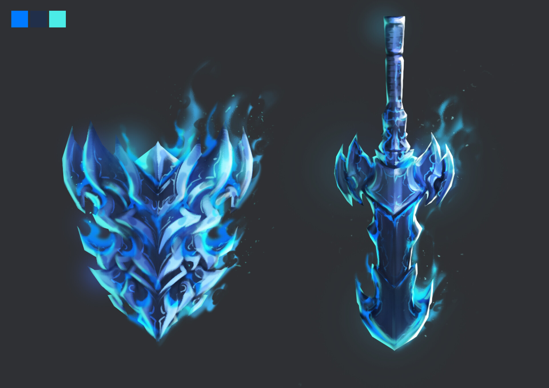 ArtStation - Weapon Design NO.01 Set Sword Shield - Demon B