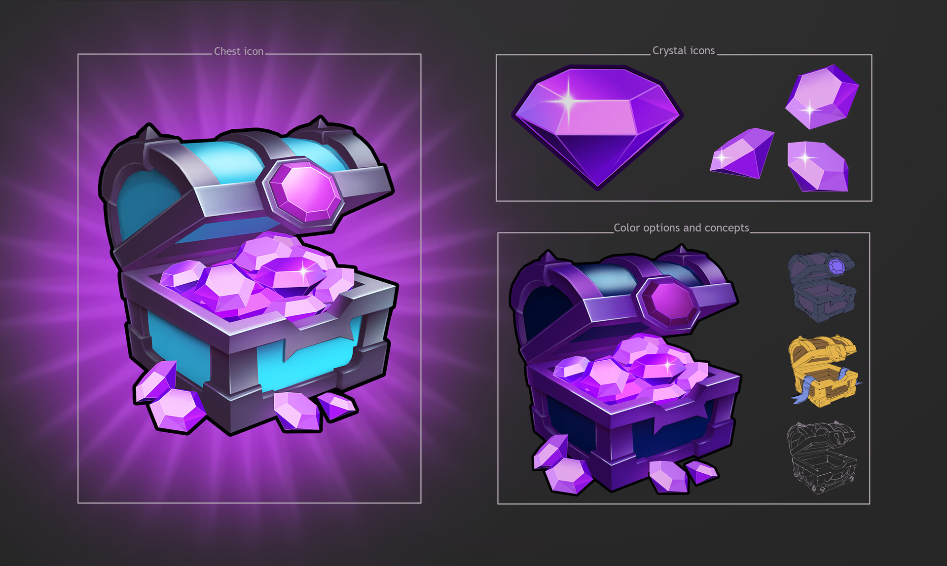 ArtStation - Game chest and crystal icons