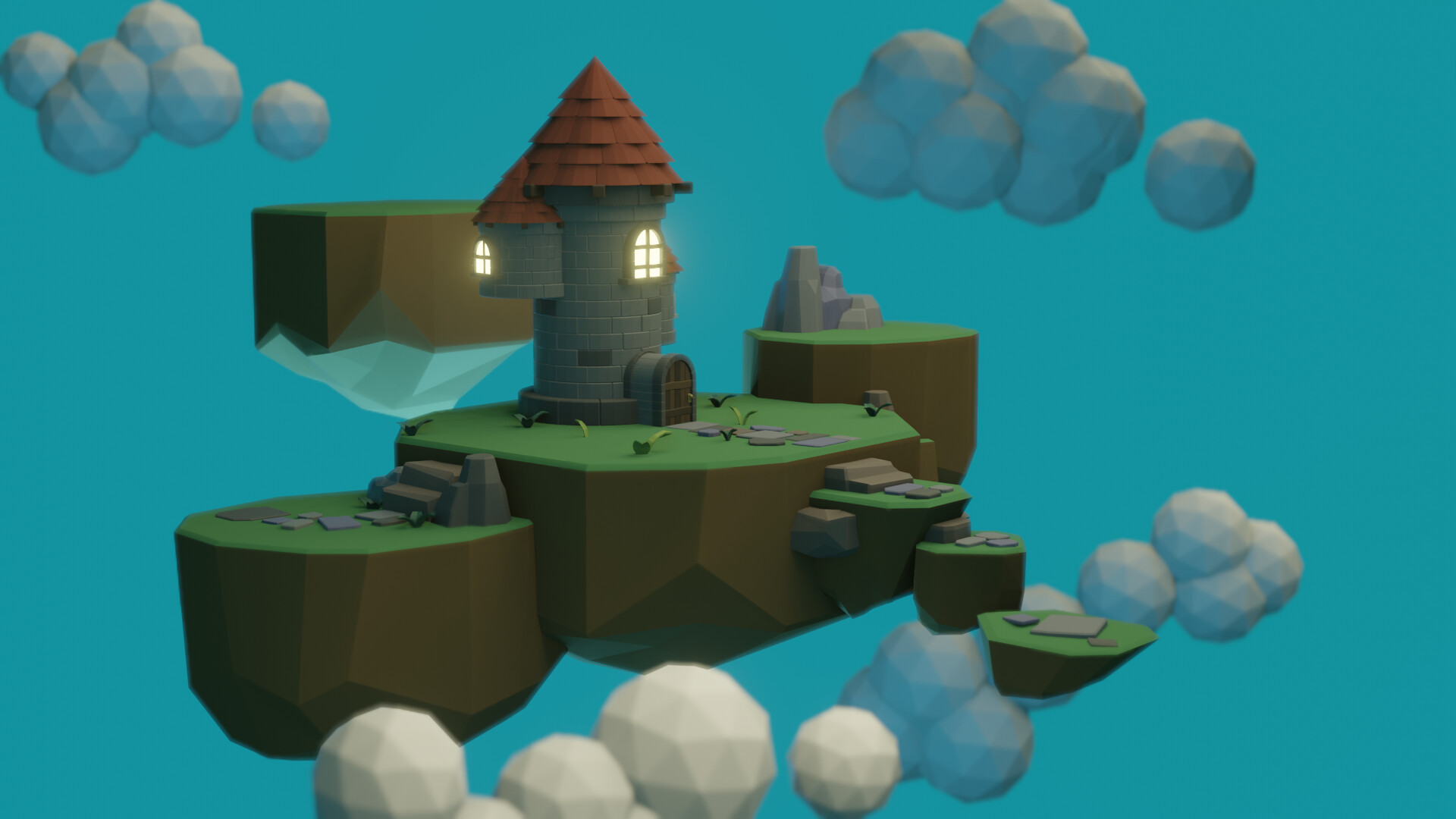 ArtStation - Loy Poly Floating Wizards Tower