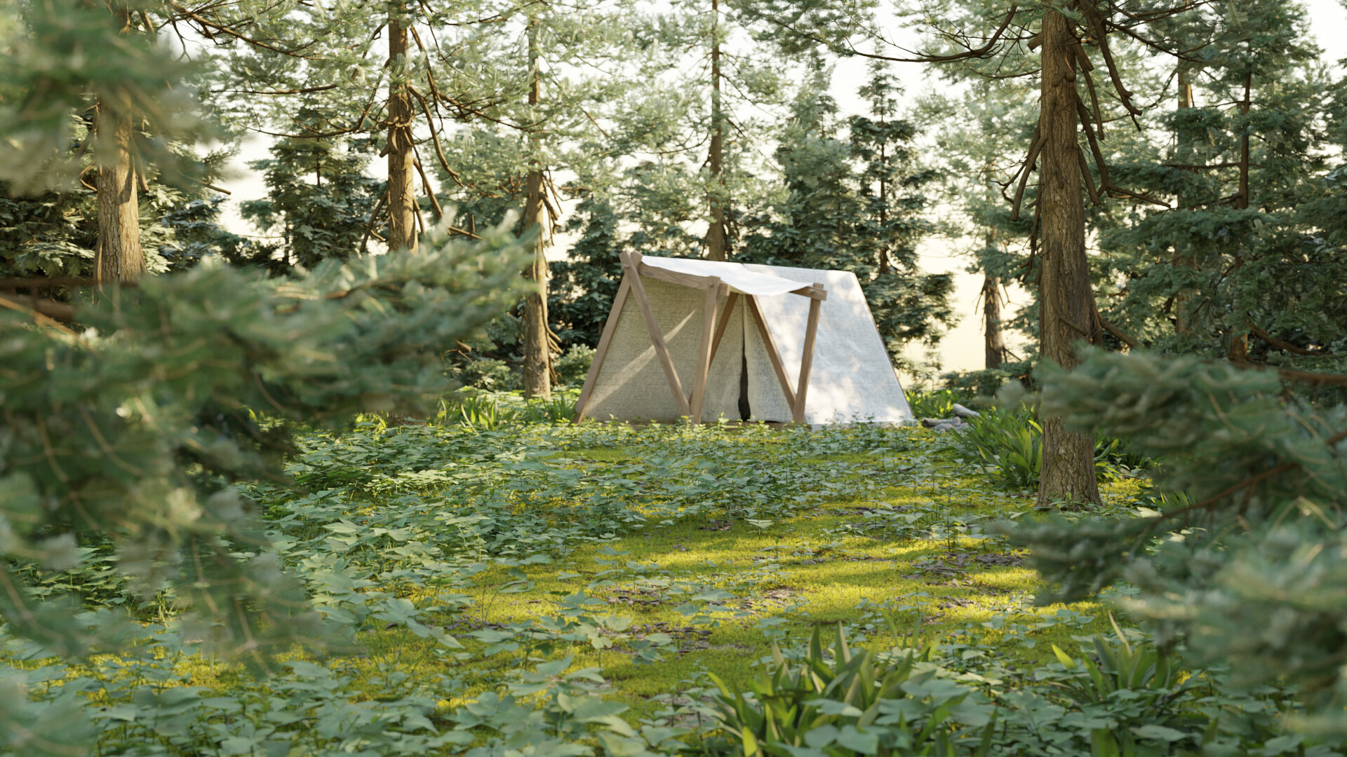 ArtStation - Tent in the woods